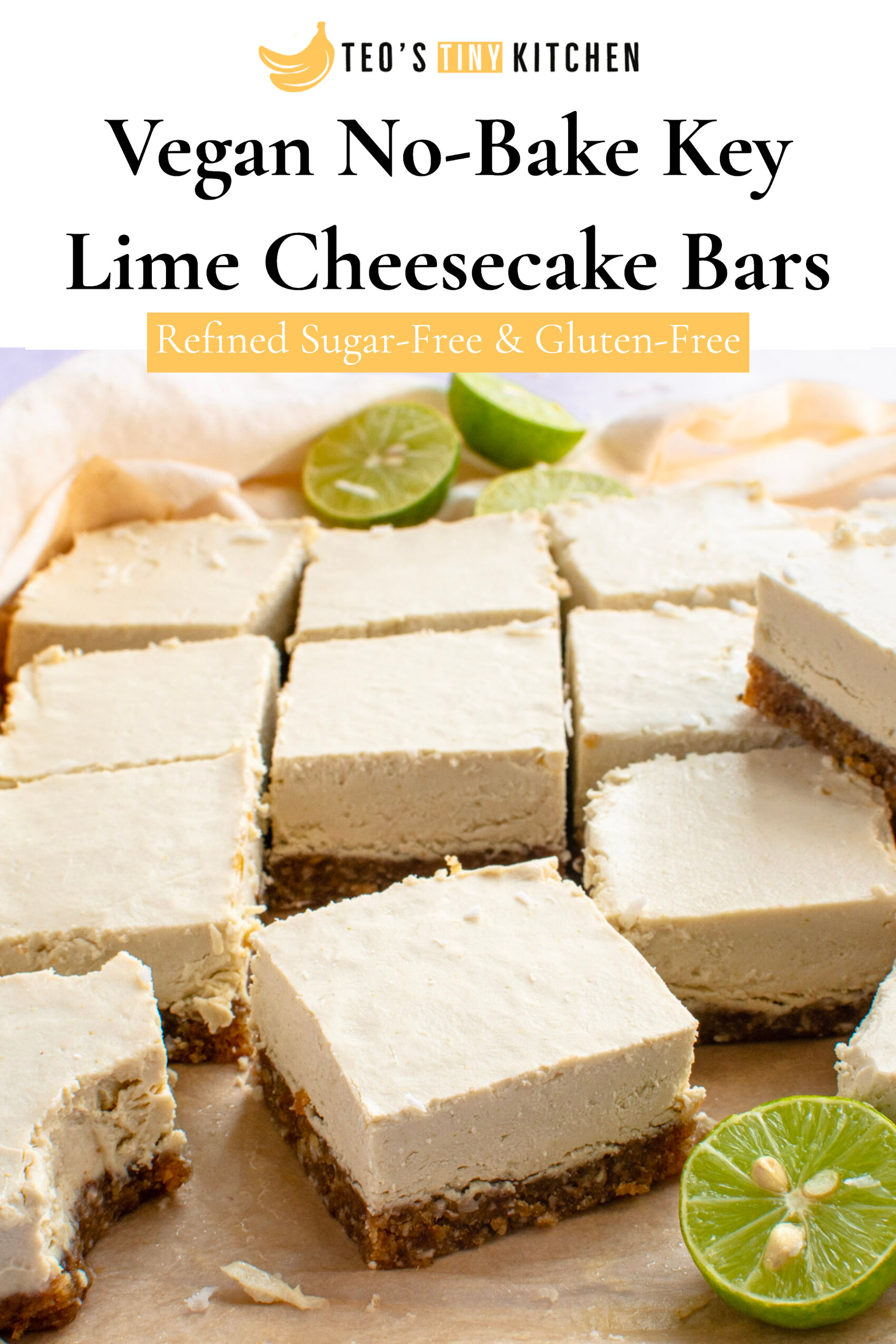 Vegan No-Bake Key Lime Cheesecake Bars — Teo's Tiny Kitchen