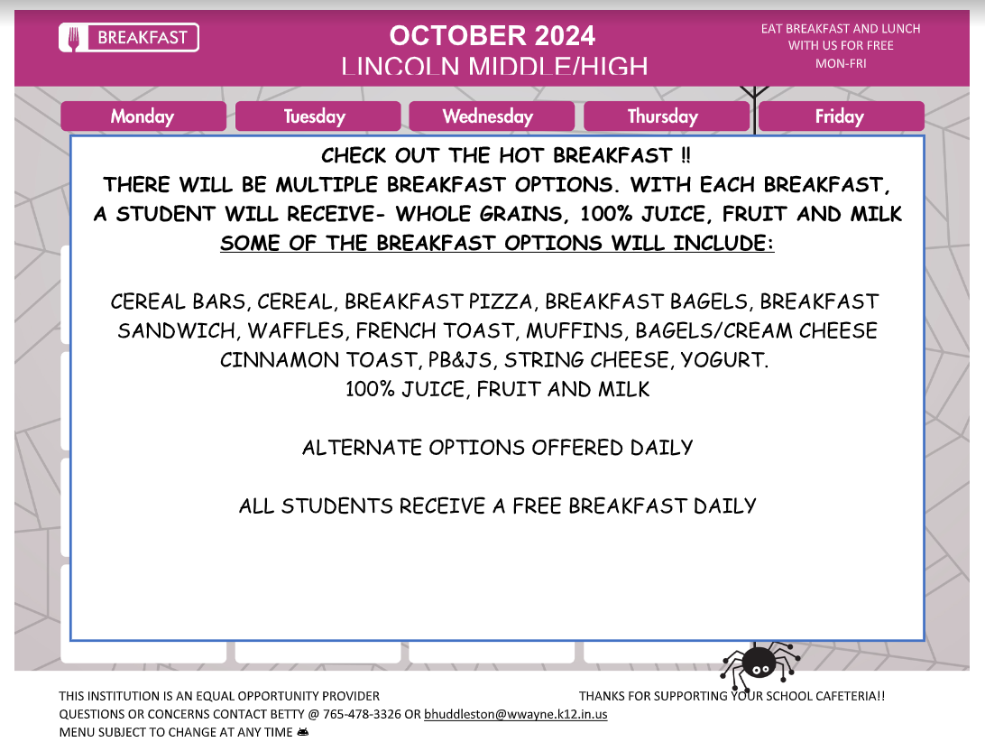 Lunch Menu — Lincoln Middle/High School - Western Wayne County Schools