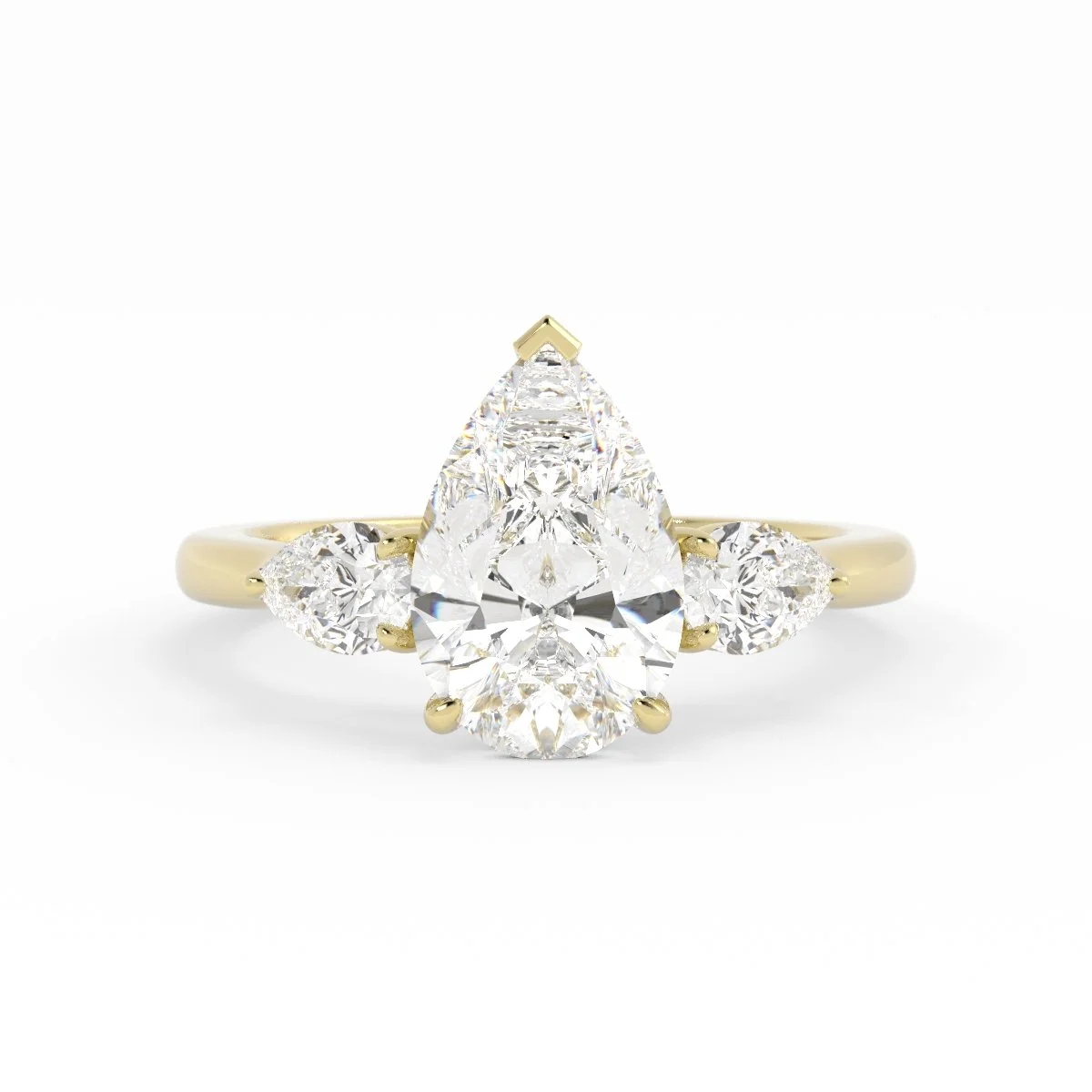 Orla Pear Diamond Three Stone Ring in Yellow Gold | August Bespoke