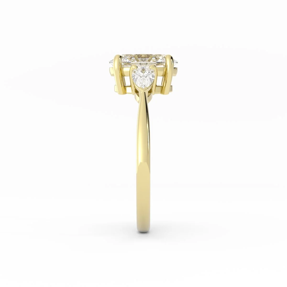 Victoria Oval Diamond Three Stone Ring in Yellow Gold | August Bespoke
