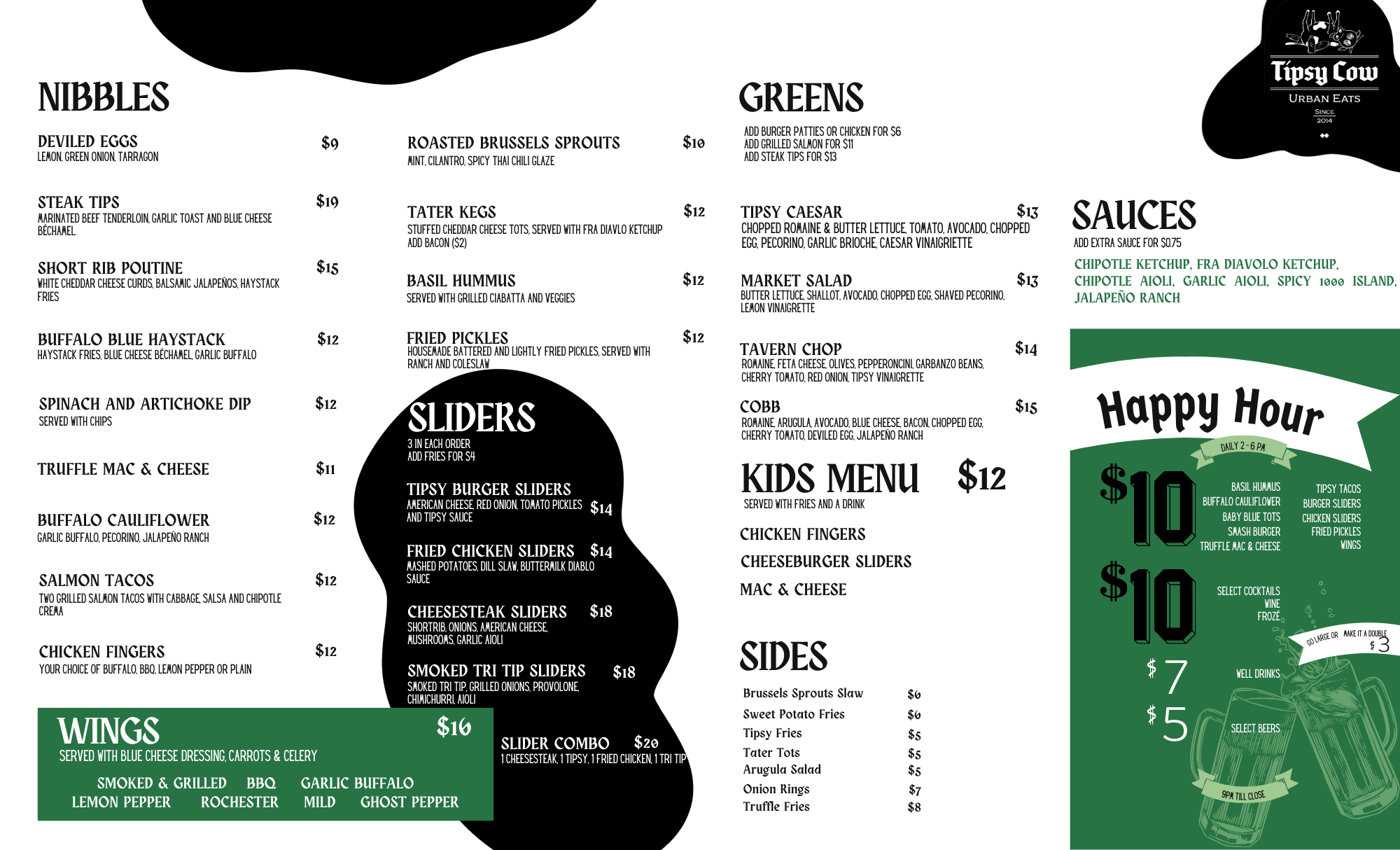 Menu 1 — Tipsy Cow