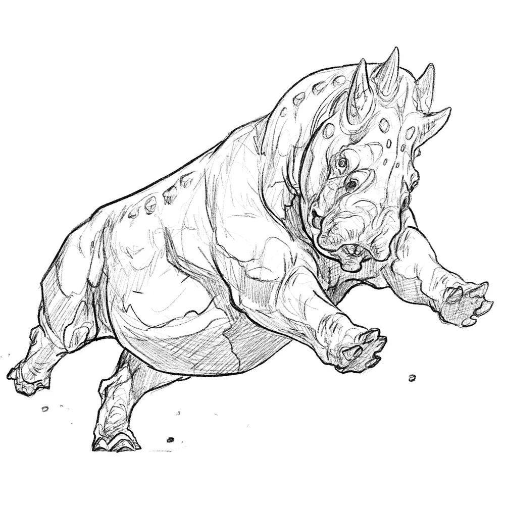 Charging Rhino Coloring Page