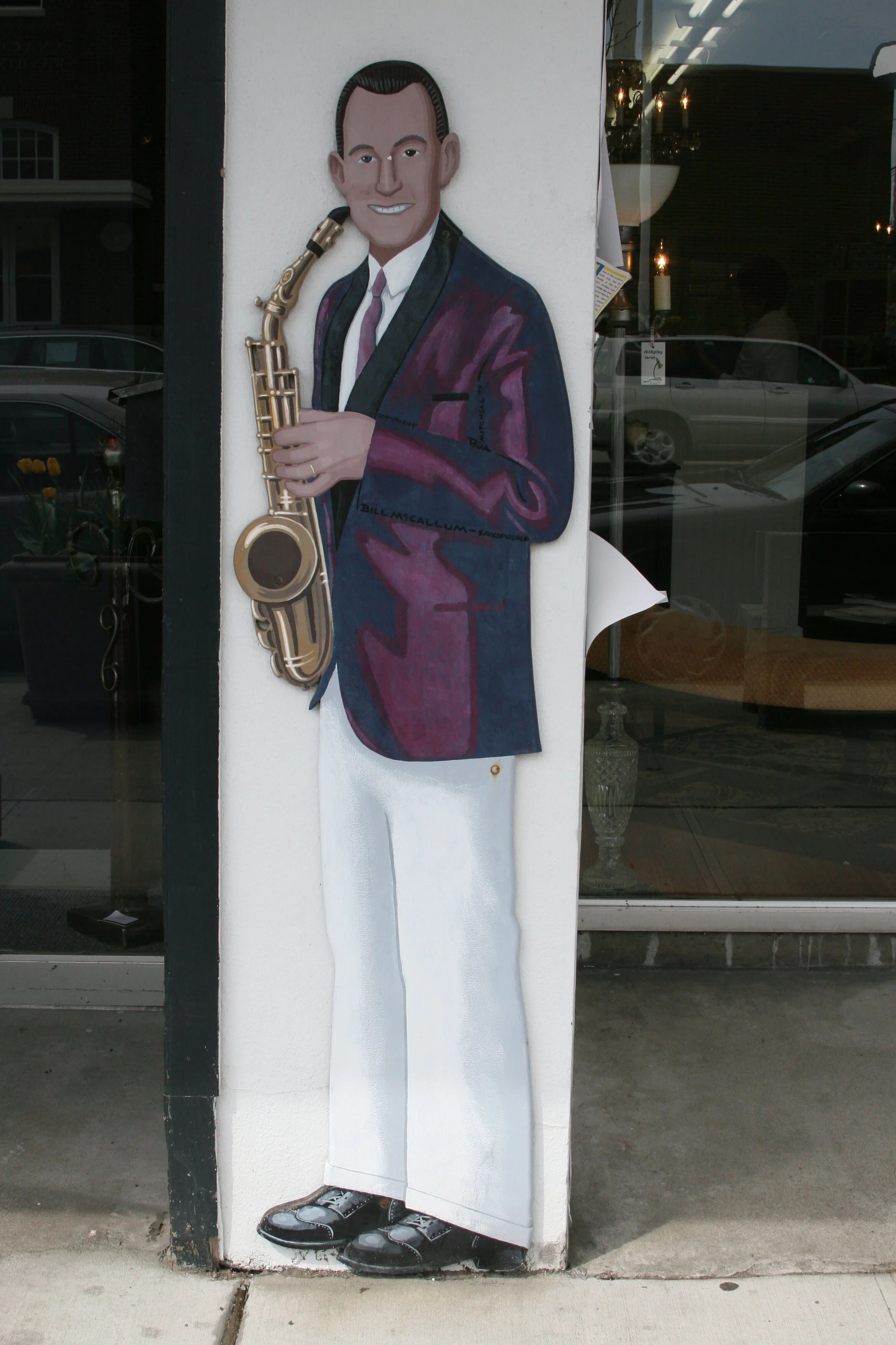 Bill McCallum and saxophone. — Bill Mitchell Mural Project