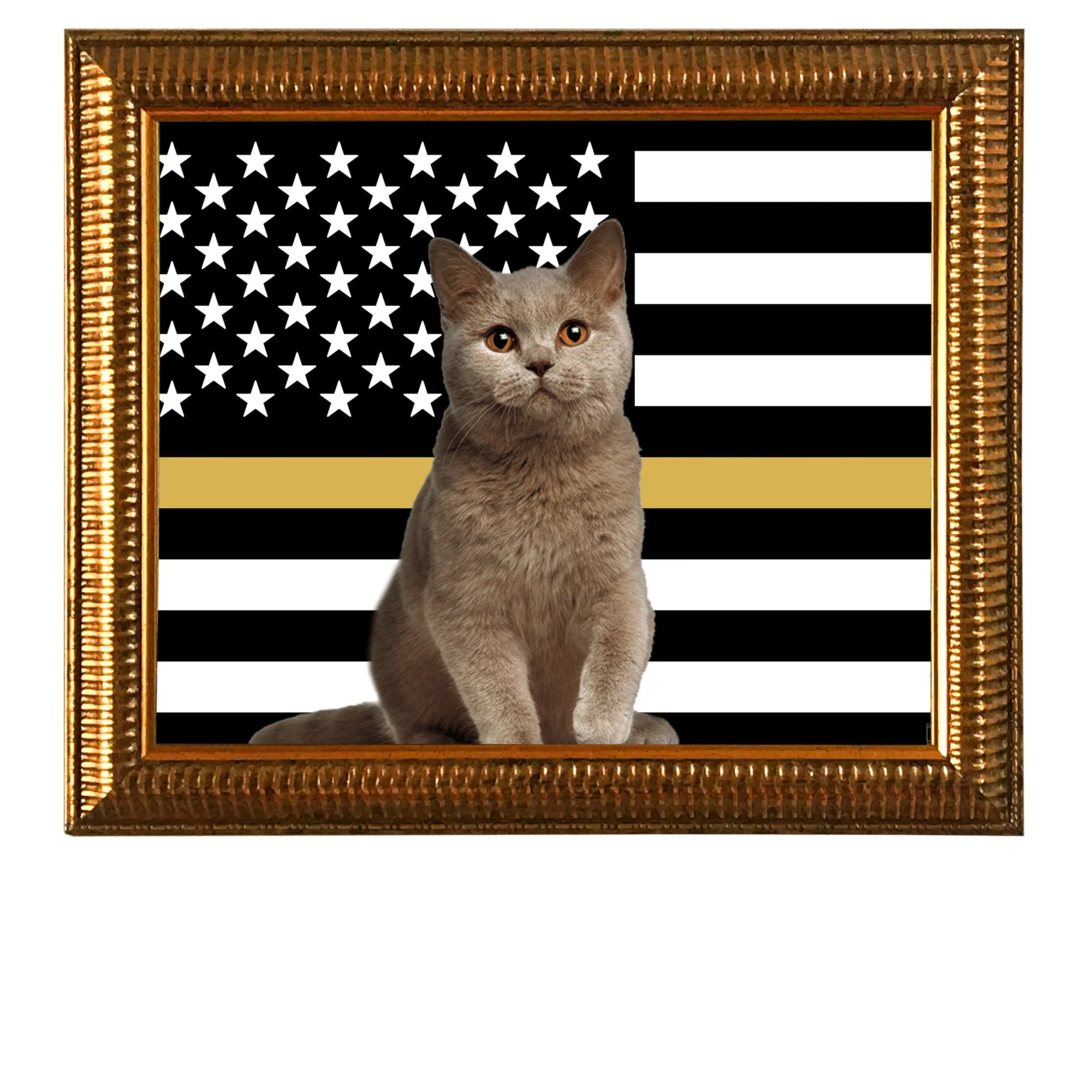 "Thin Gold Line Flag (Dispatchers)" — Frame Your Feline