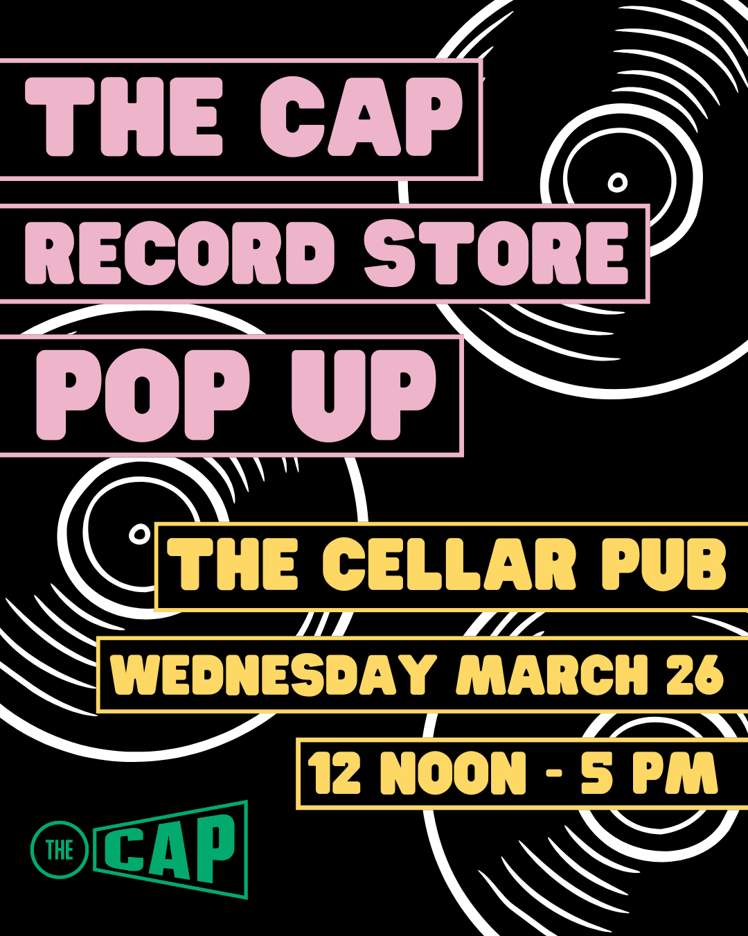 Cap Record Store Pop Up at the Cellar Pub — The Cap - Live Music ...