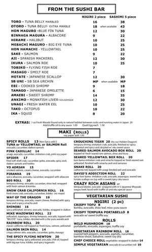 OKU Menu — Oku Restaurant