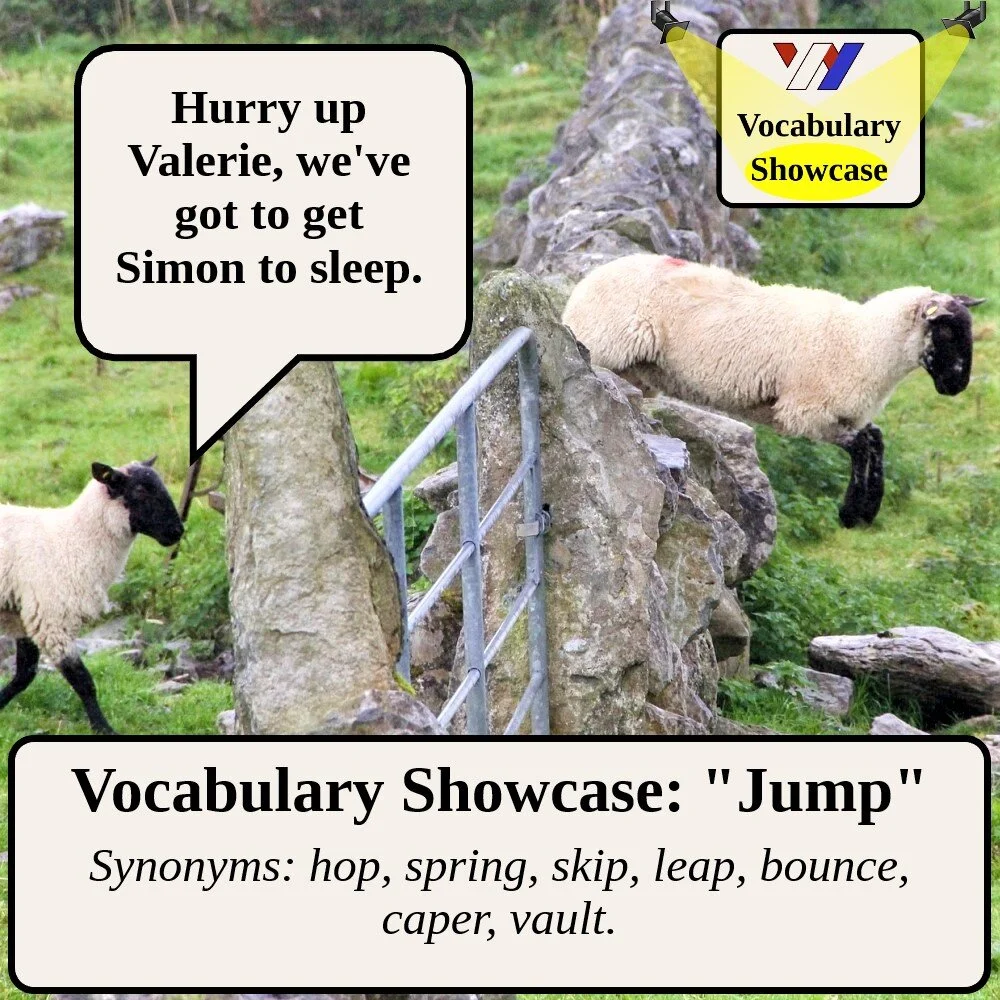 Synonyms for "jump" |Vocabulary Showcase| — Wright English