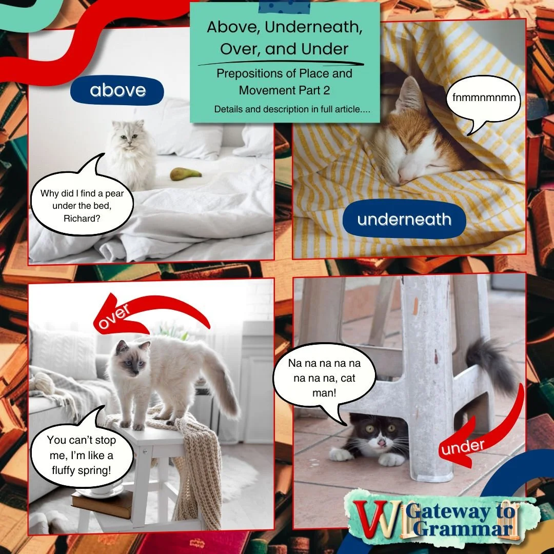 Prepositions of Place and Movement 2: Above, Underneath, Over and Under ...