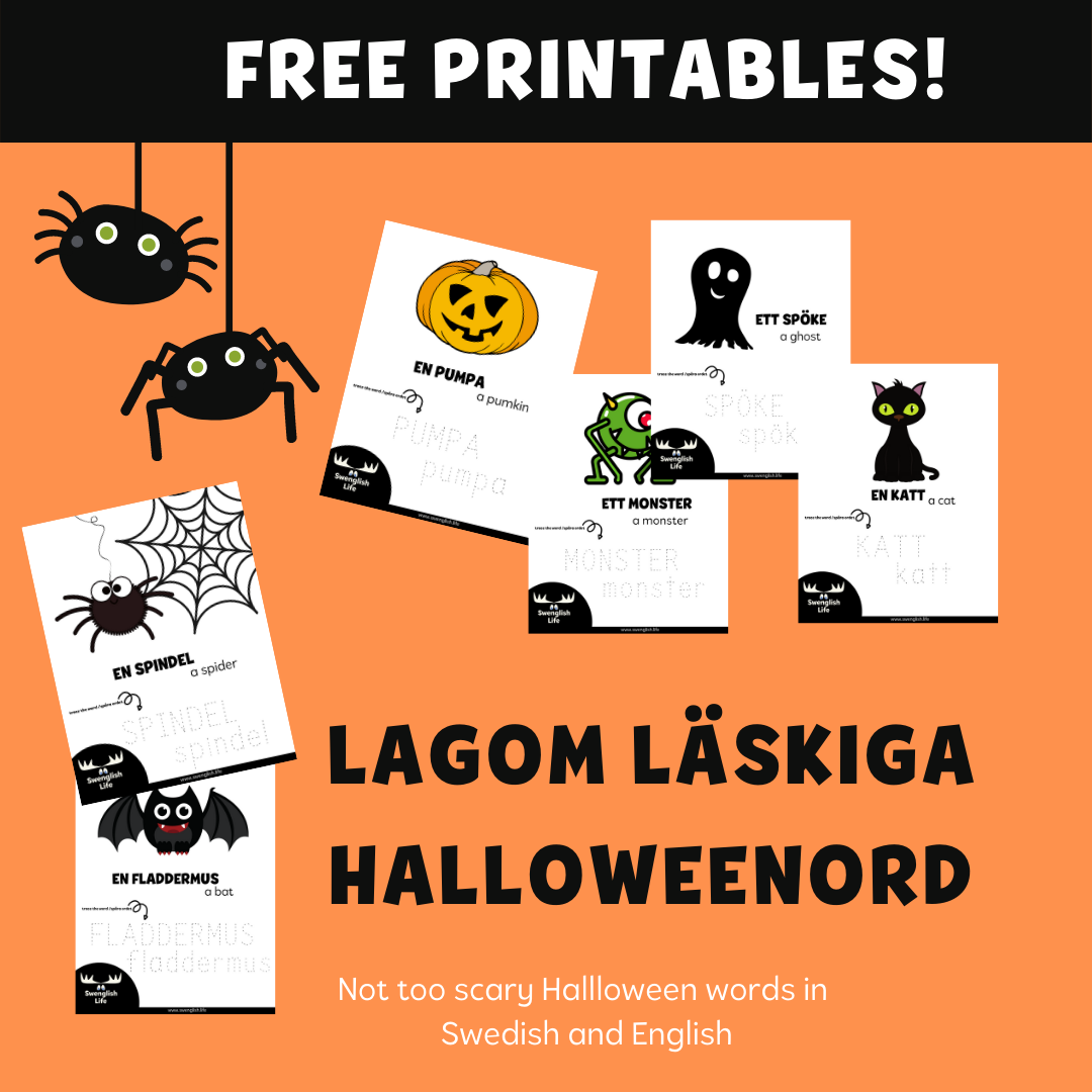 Lagom Läskiga Halloweenord: Bilingual Halloween Printables in Swedish ...