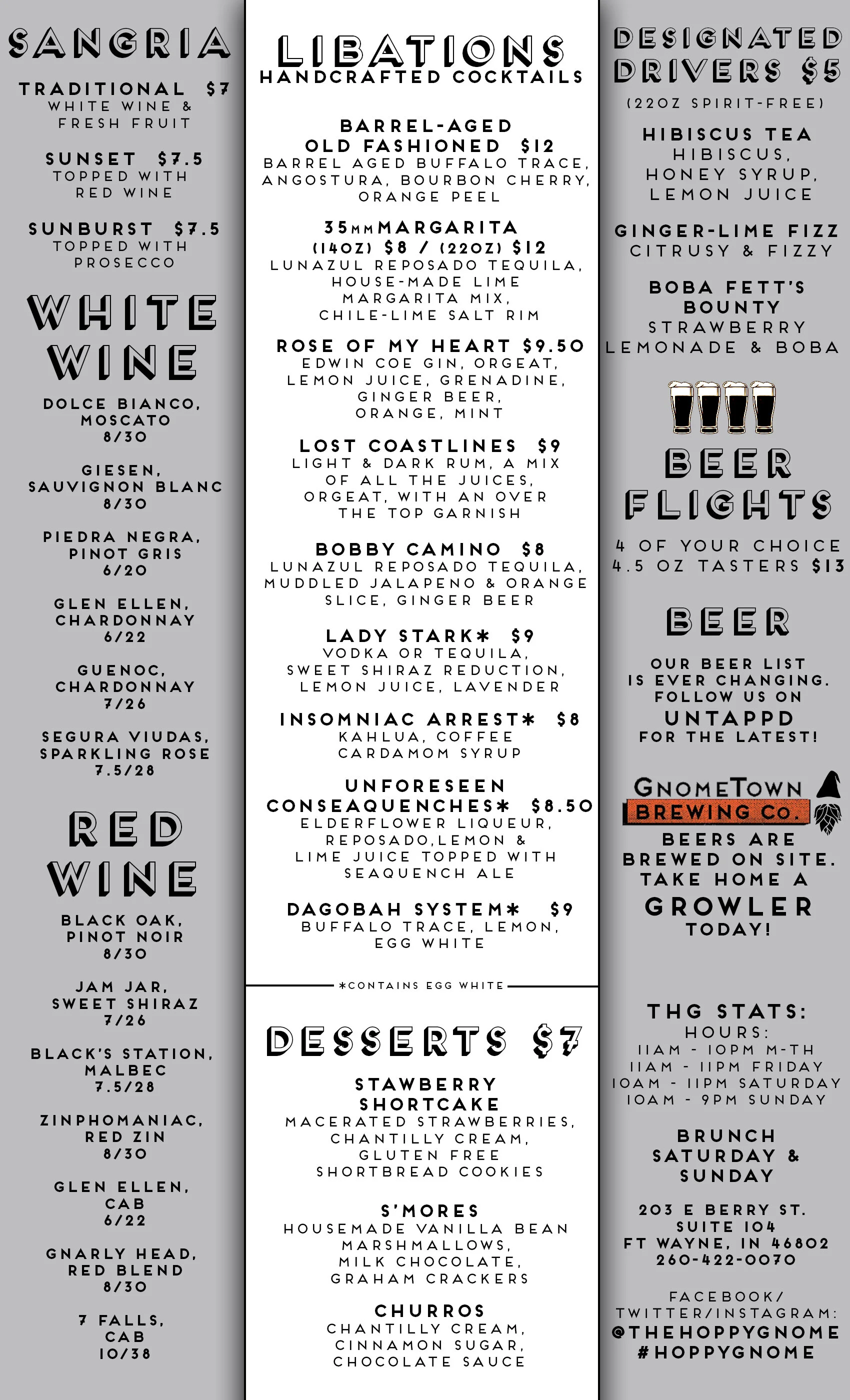 Menu 1 — The Hoppy Gnome