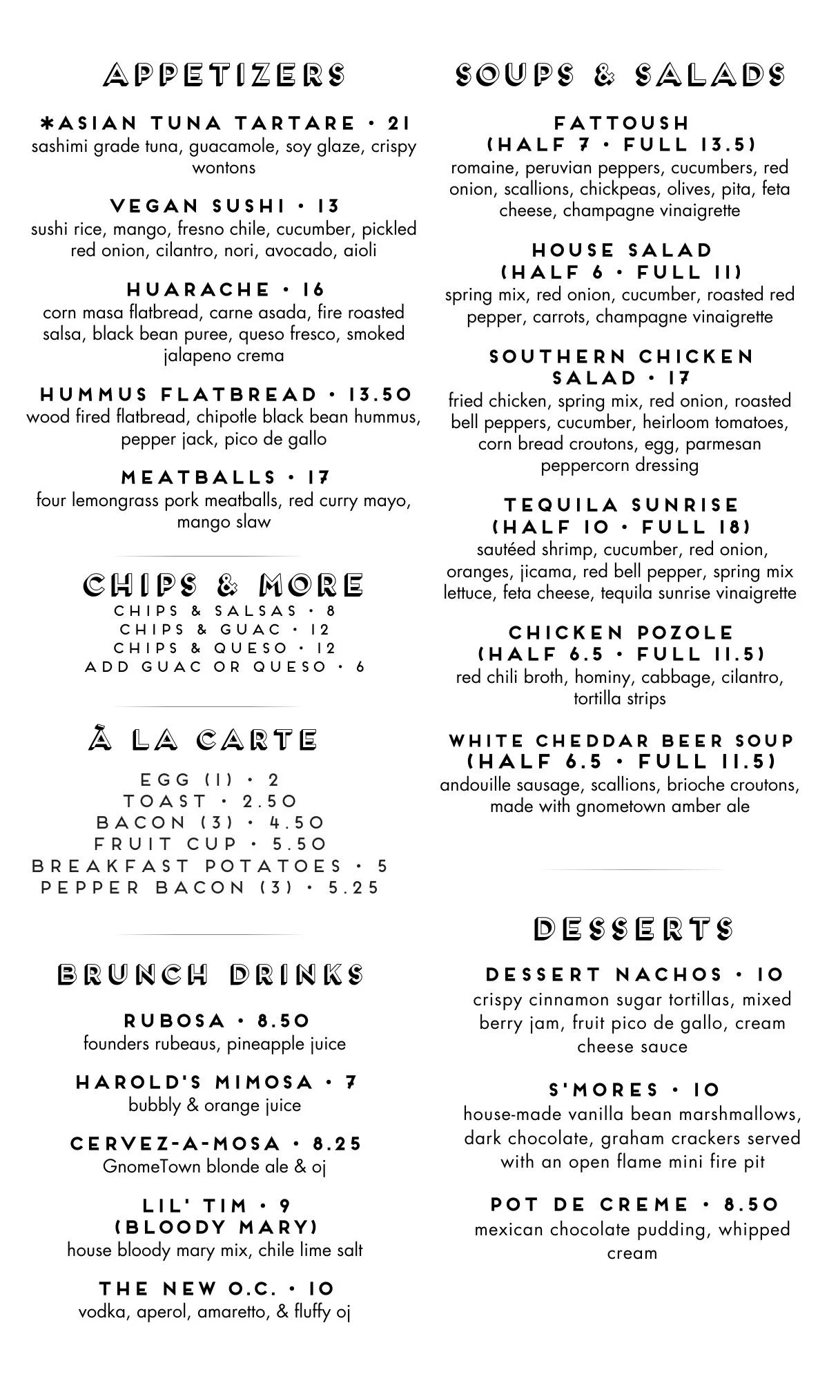 Menu 1 — The Hoppy Gnome