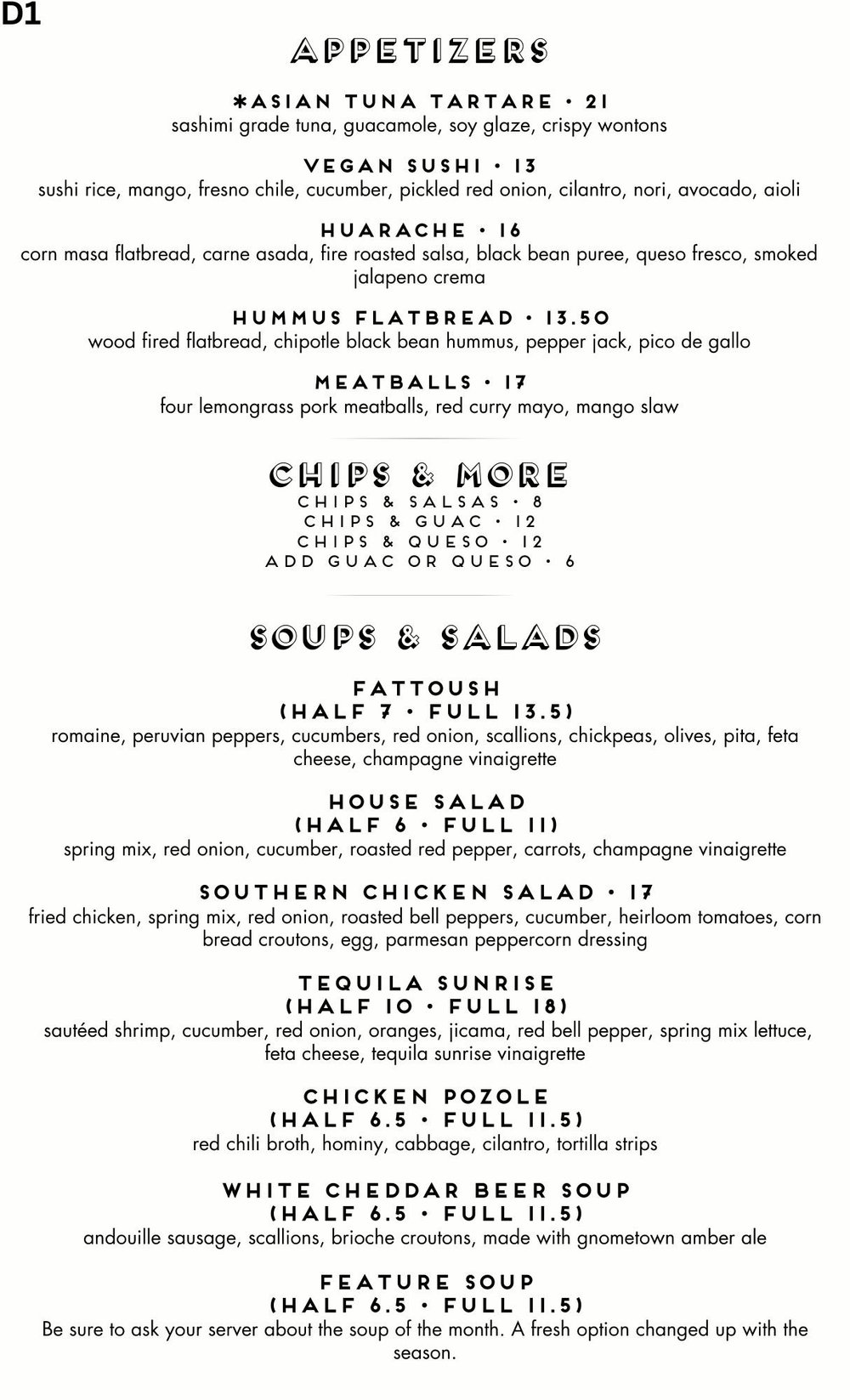 Menu 1 — The Hoppy Gnome