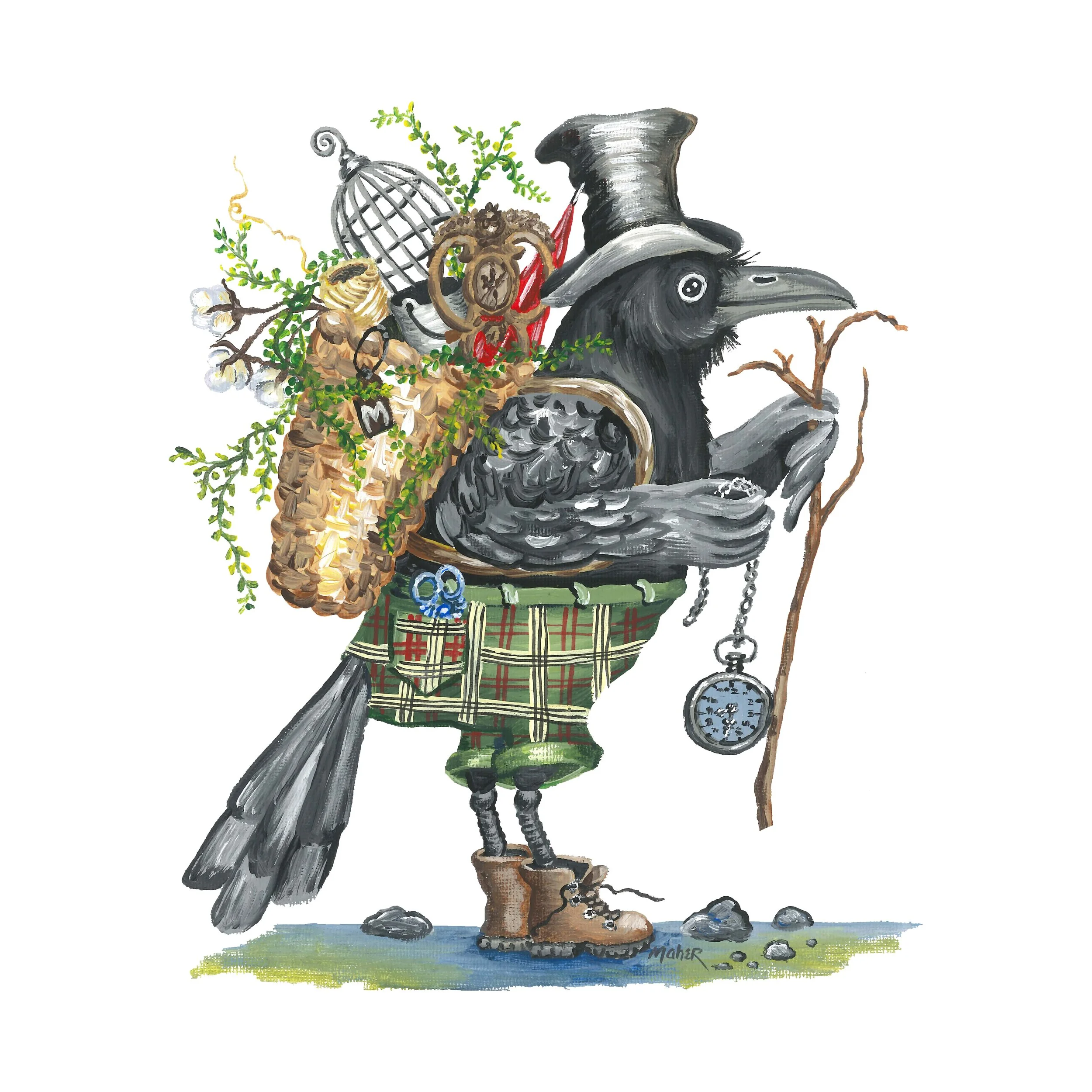 Steampunk Raven Drawing