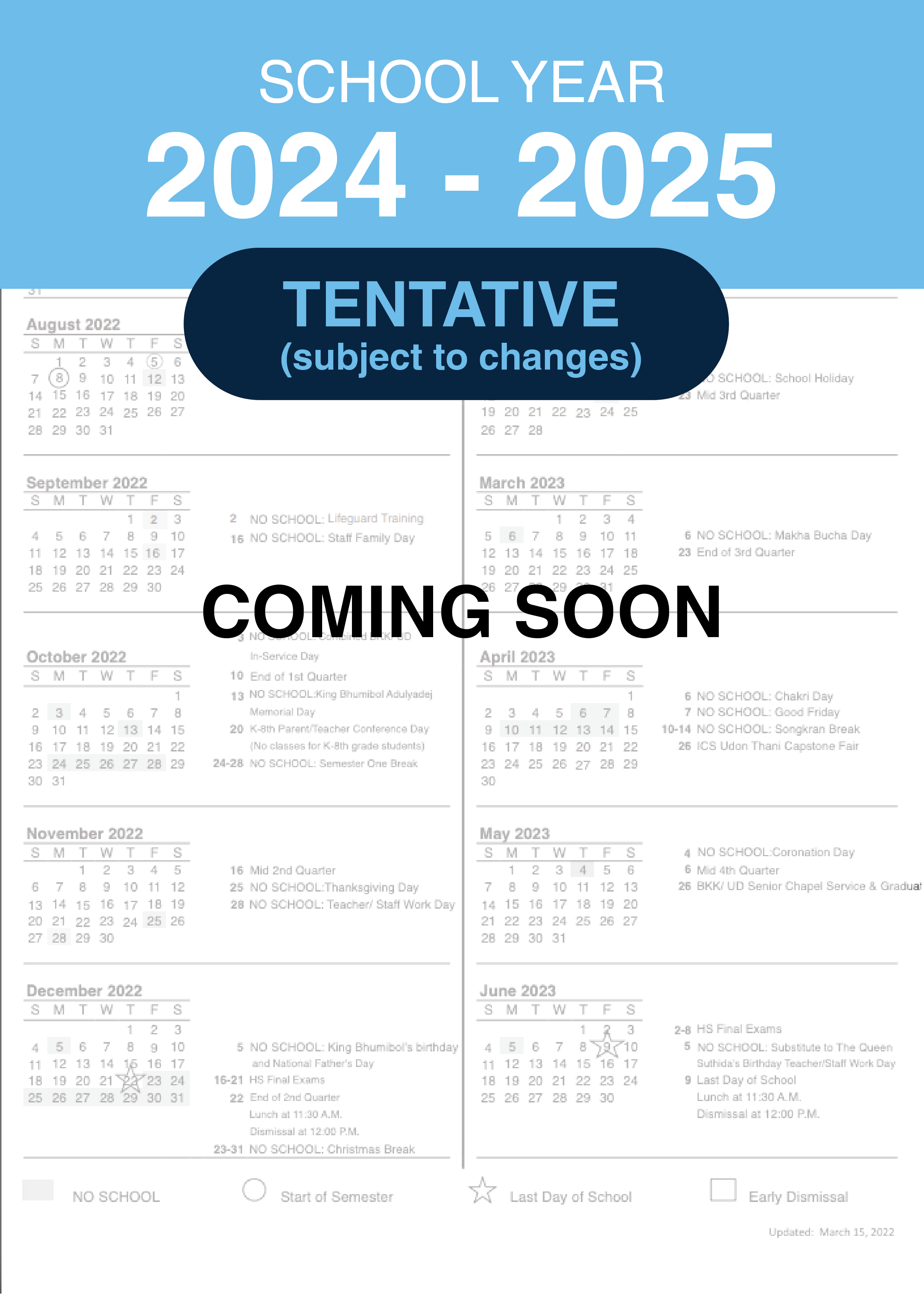 Calendars — ICS Udon Thani - โรงเรียนประชาคมนานาชาติ อุดรธานี