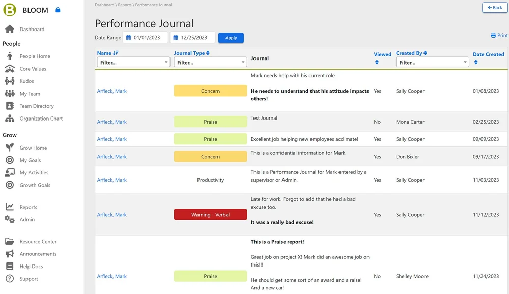 Performance Management — BLOOM