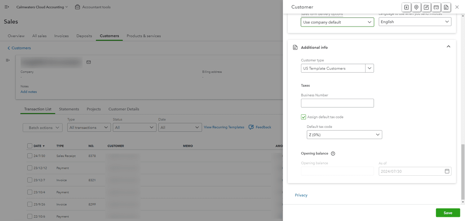 QBO Tech Tip - Add Default Tax Codes to Customers — Calmwaters Cloud Accounting Resources