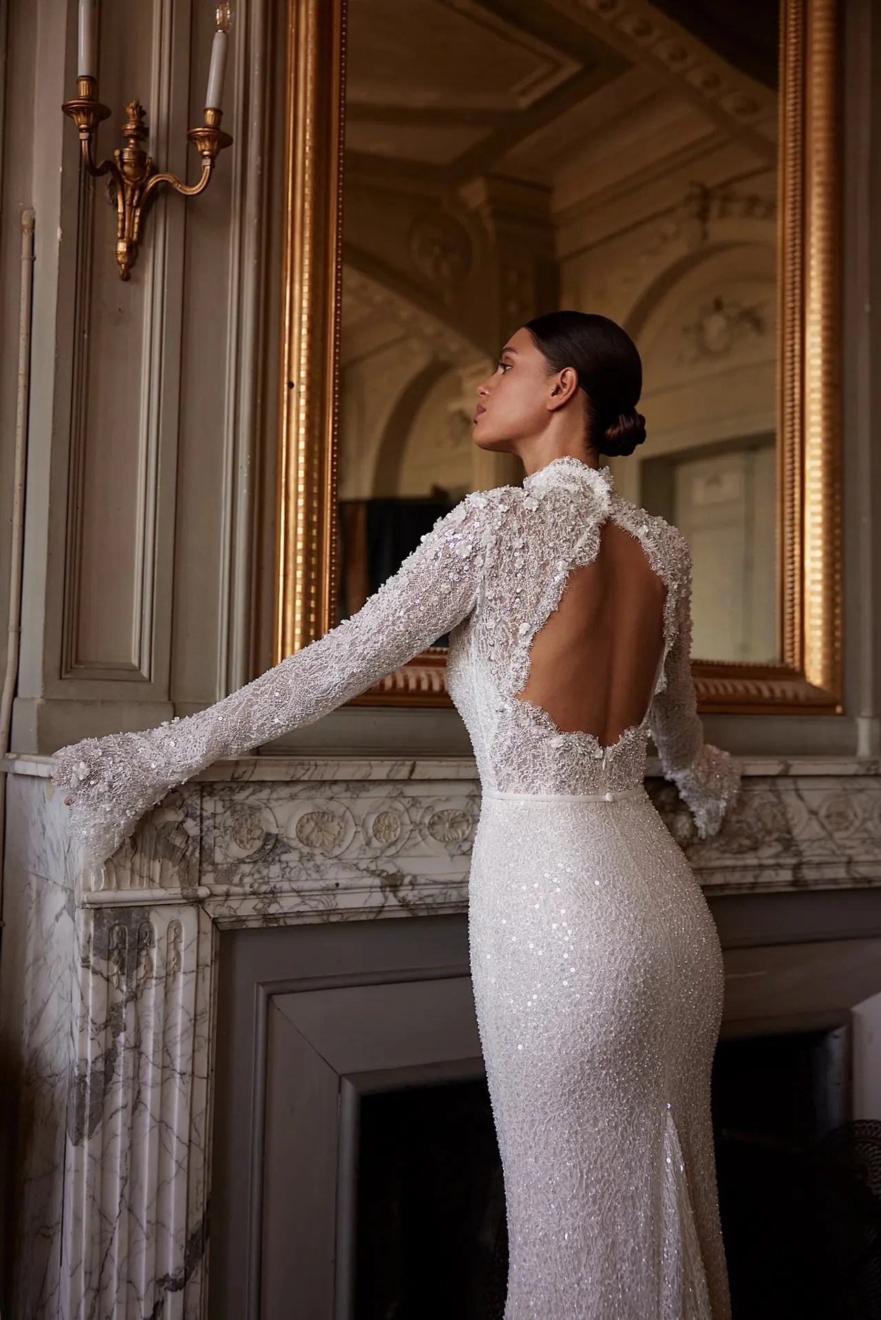 Chantilly Lace Transformer Wedding Dress with Detachable Train and ...