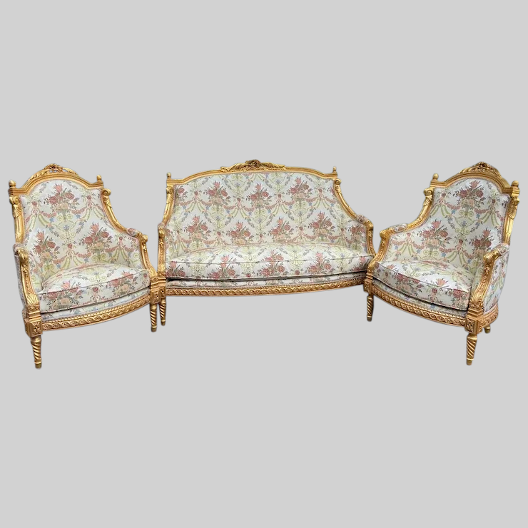 French Louis XVI Sofa/Settee/Couch Set with 2 Chairs — OSMAN ANTIQUE