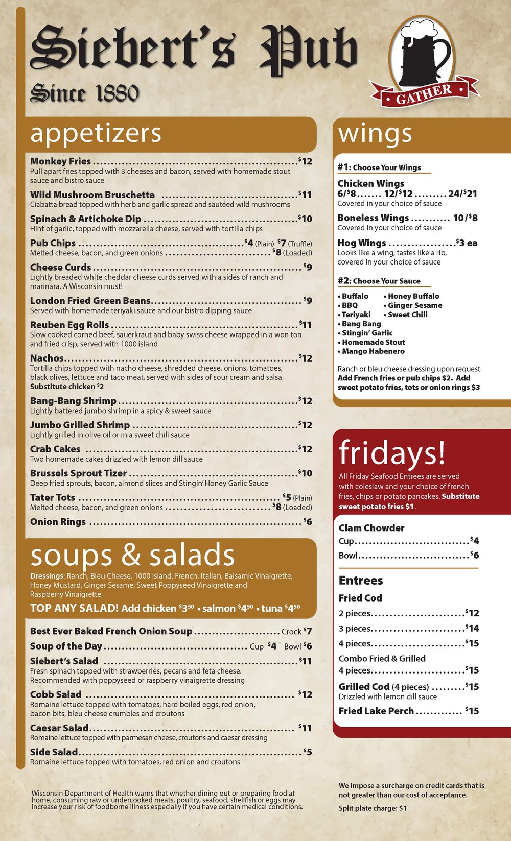 Menu — Siebert's Pub of Salem