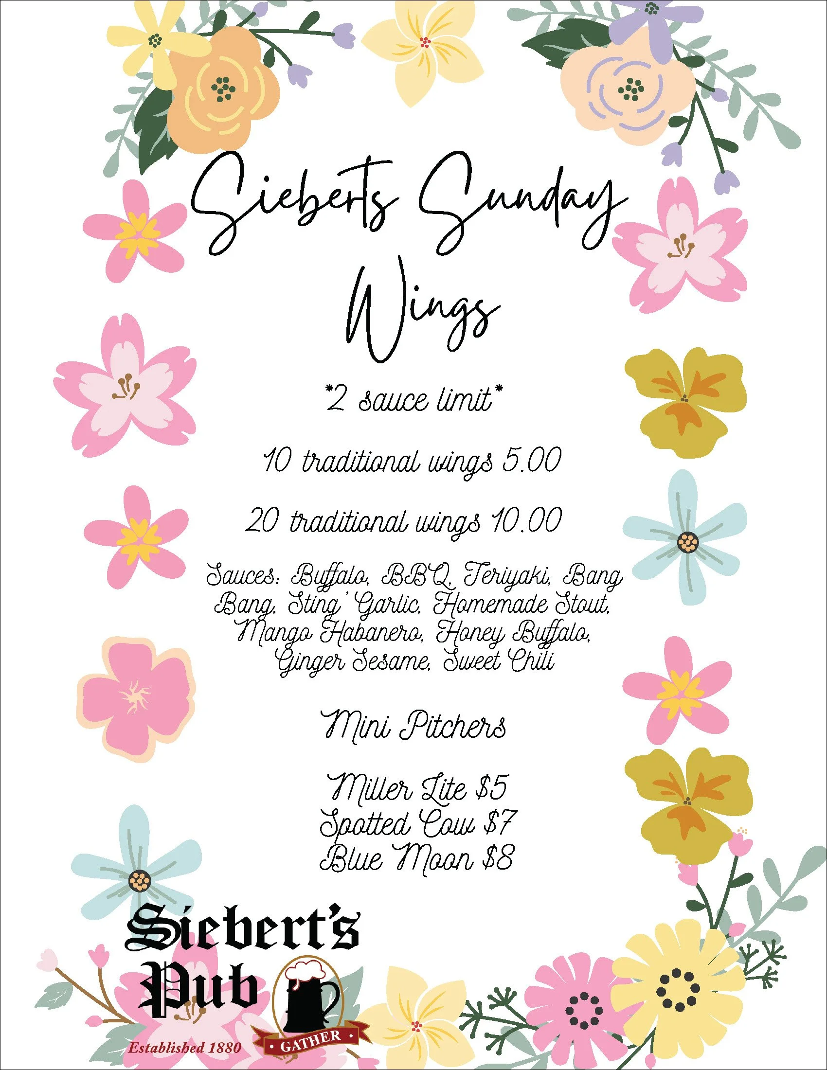 Menu — Siebert's Pub of Salem