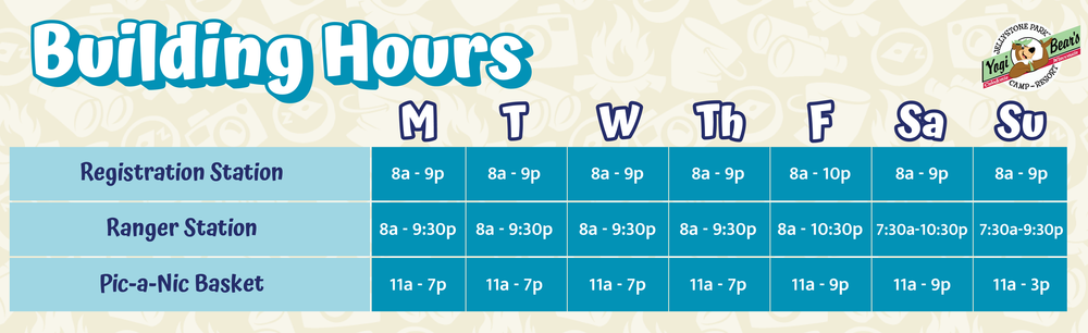 Activity Schedule & Hours — Jellystone Park™ Camp-Resort in Caledonia