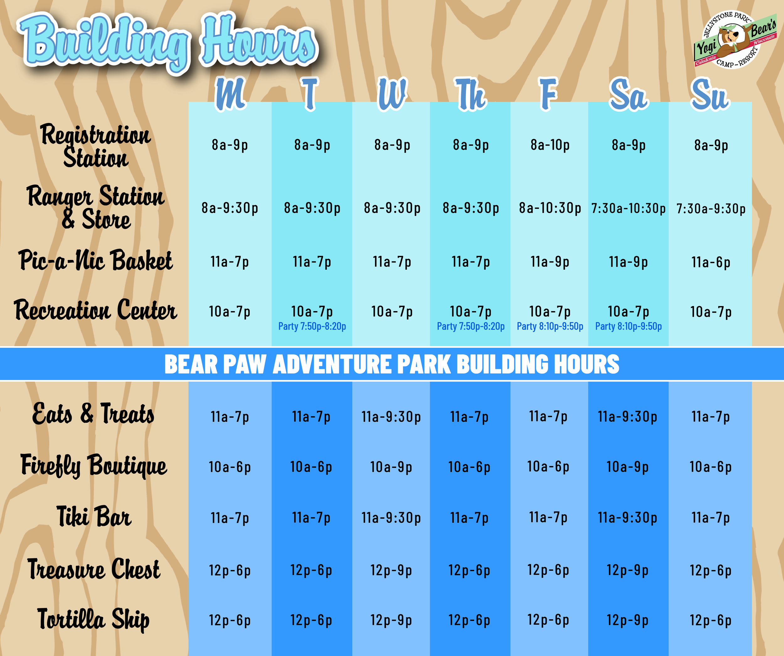 Activity Schedule & Hours — Jellystone Park™ Camp-Resort in Caledonia