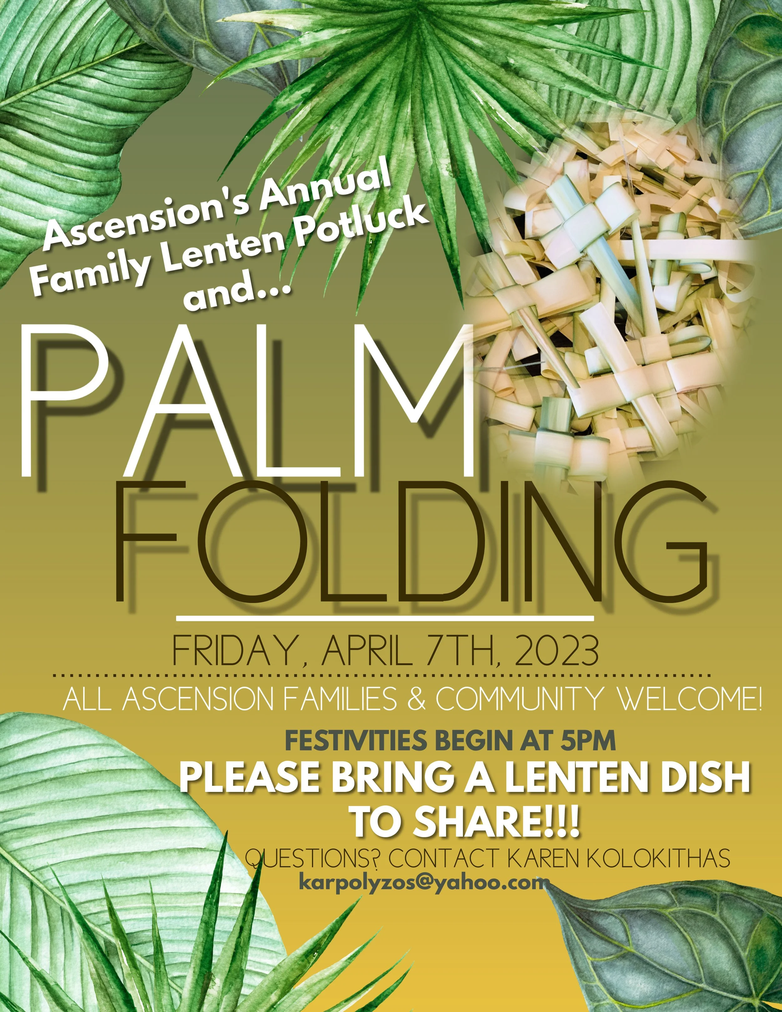 Lenten Potluck & Palm Folding - Friday, April 7th — Greek Orthodox ...