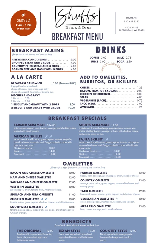 Menu — Shuffs Last Resort