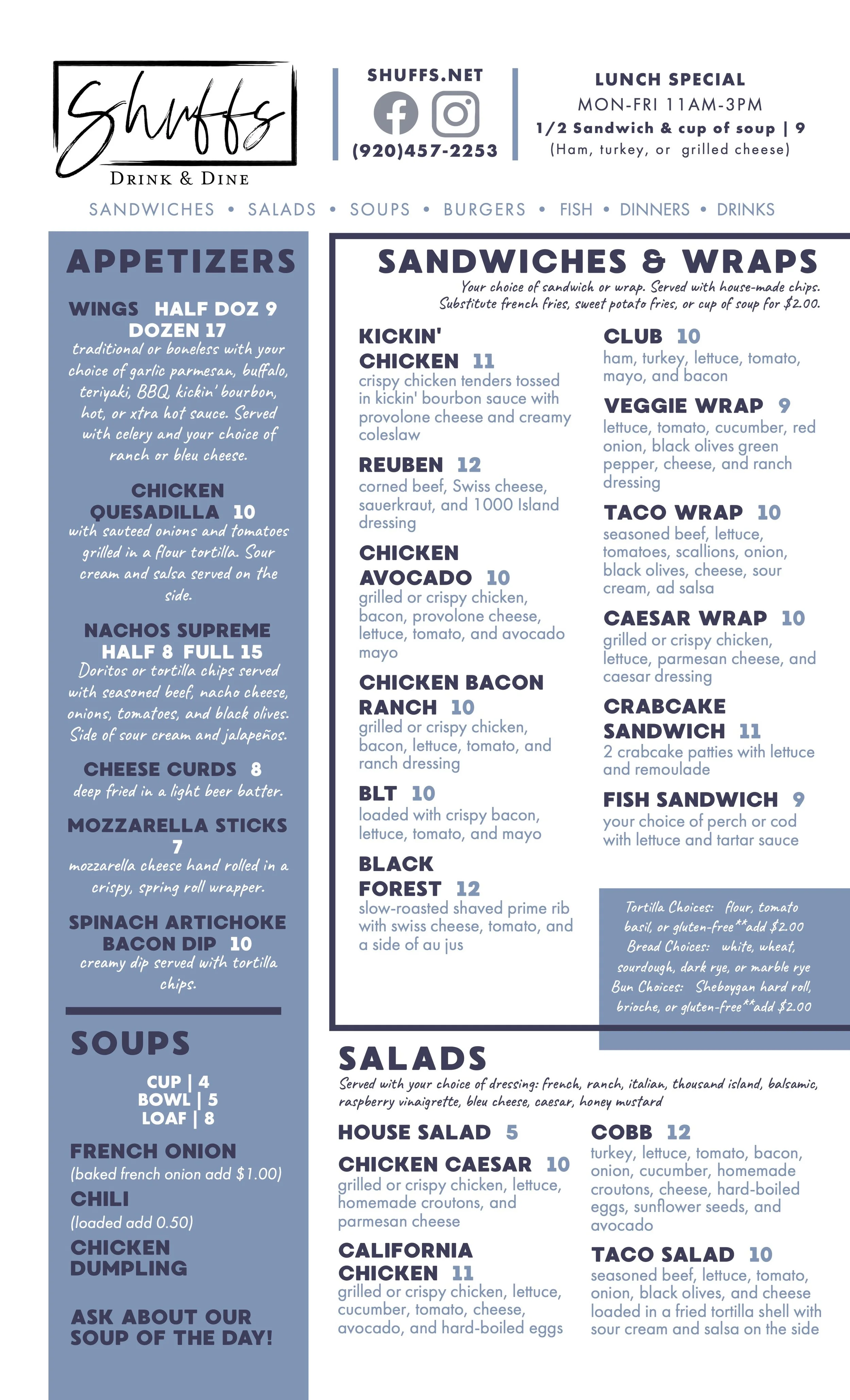 Menu — Shuffs Last Resort