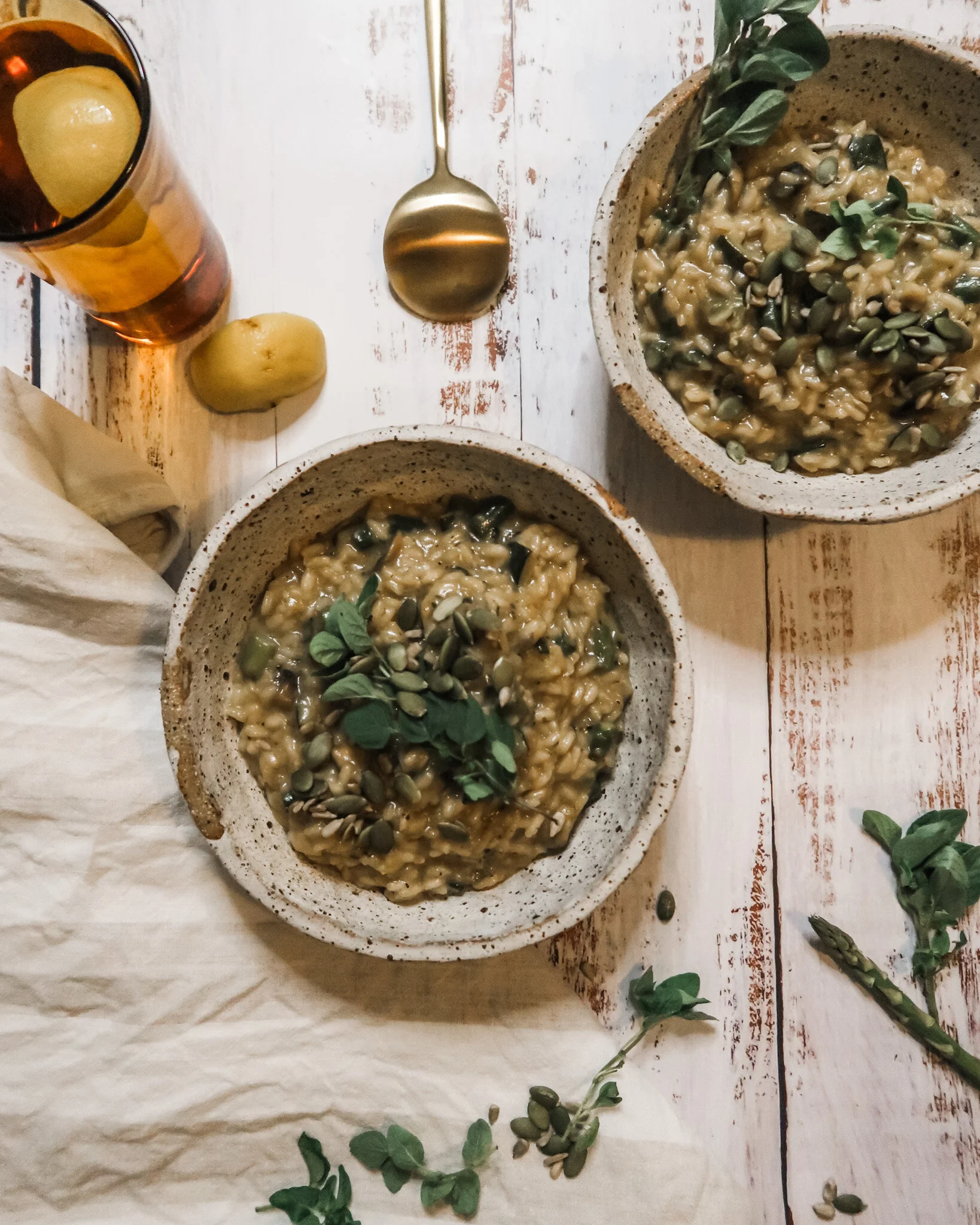 Creamy Vegan Green Veggie Risotto — Good Side of the Bed / Kim Kerton
