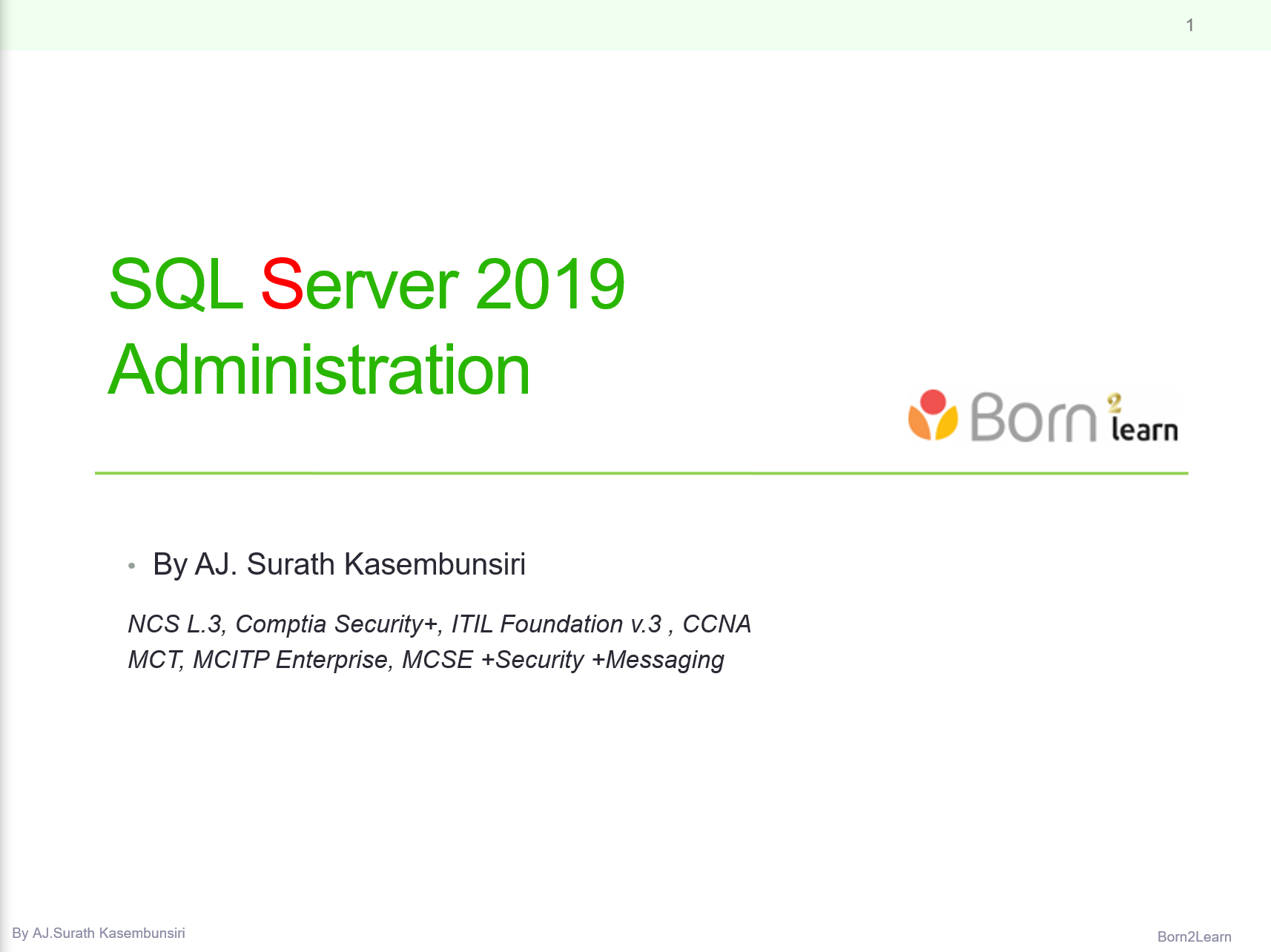 อบรม SQL Server สำหรับผู้ดูแลระบบ — Born2Learn