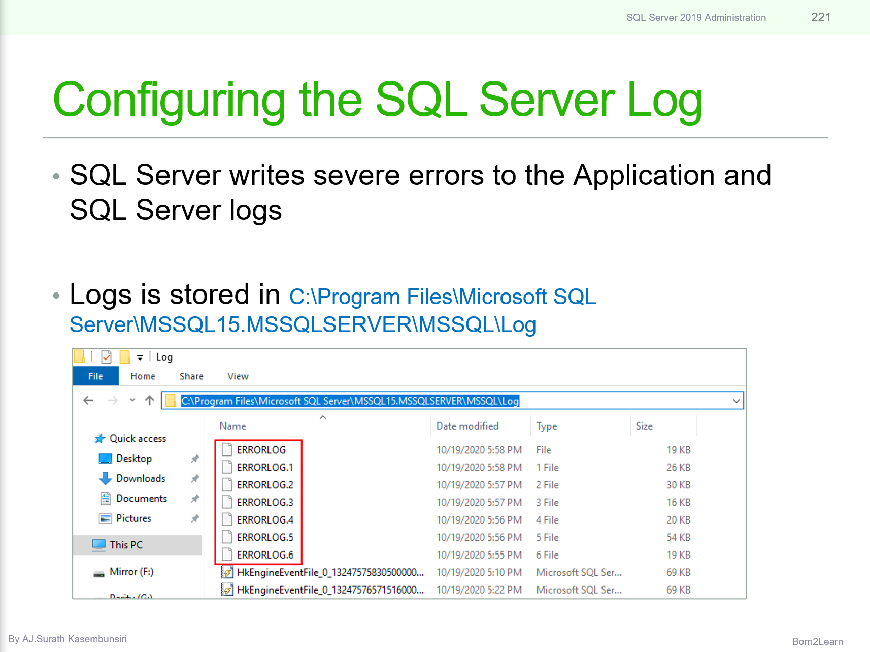 อบรม SQL Server สำหรับผู้ดูแลระบบ — Born2Learn