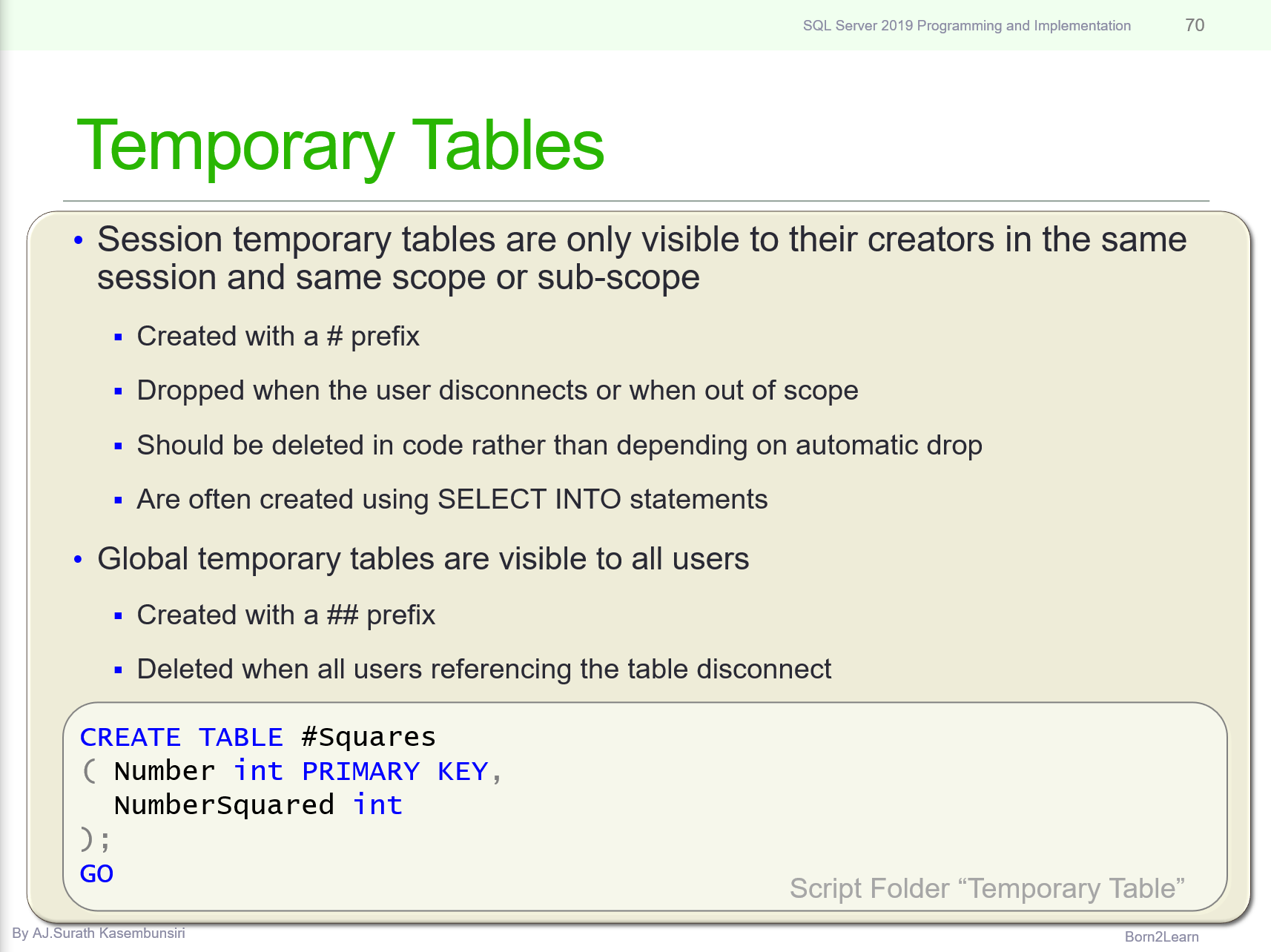 อบรม SQL Server for Developer — Born2Learn