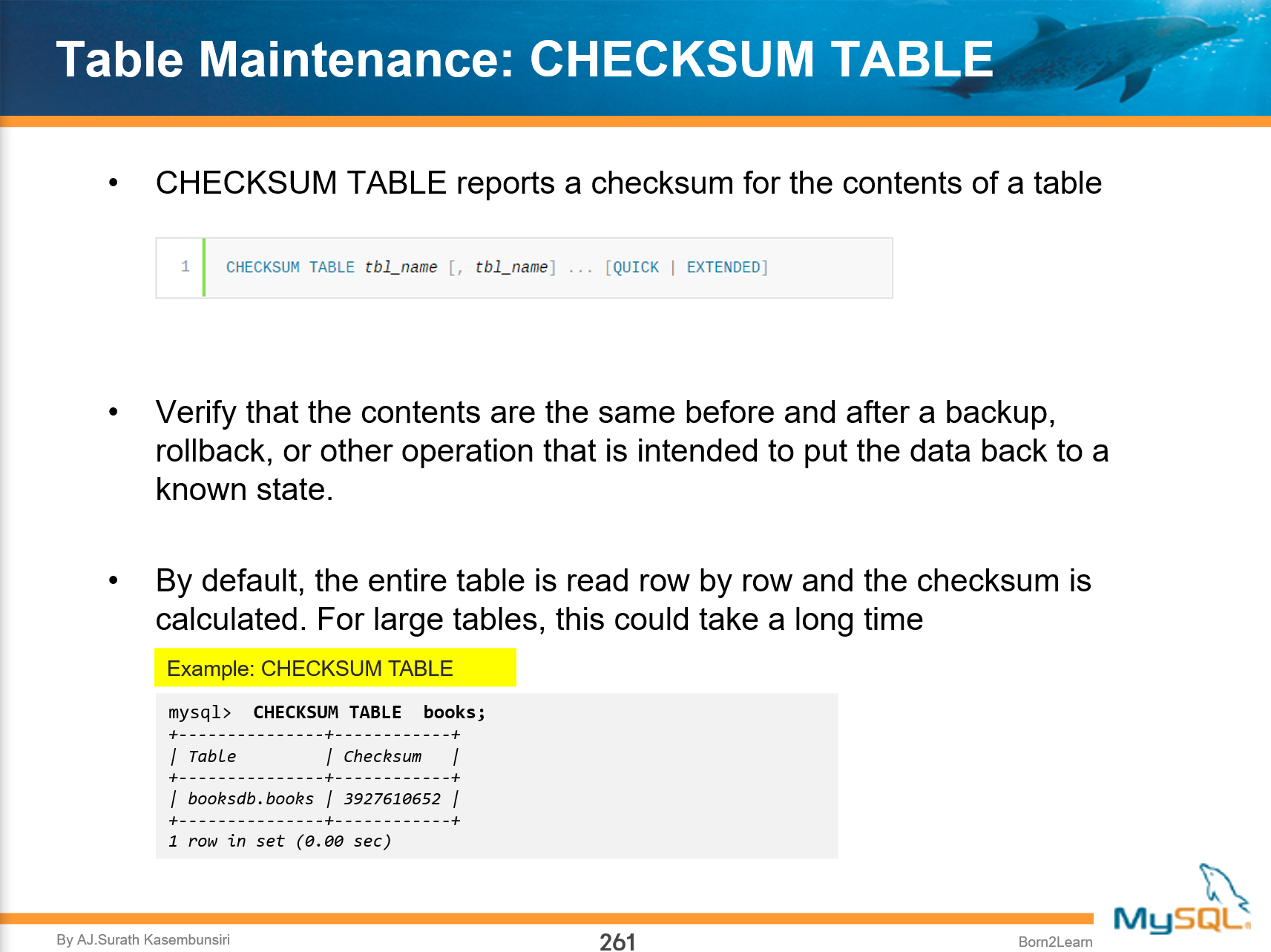 อบรม MySQL สำหรับ DBA — Born2Learn