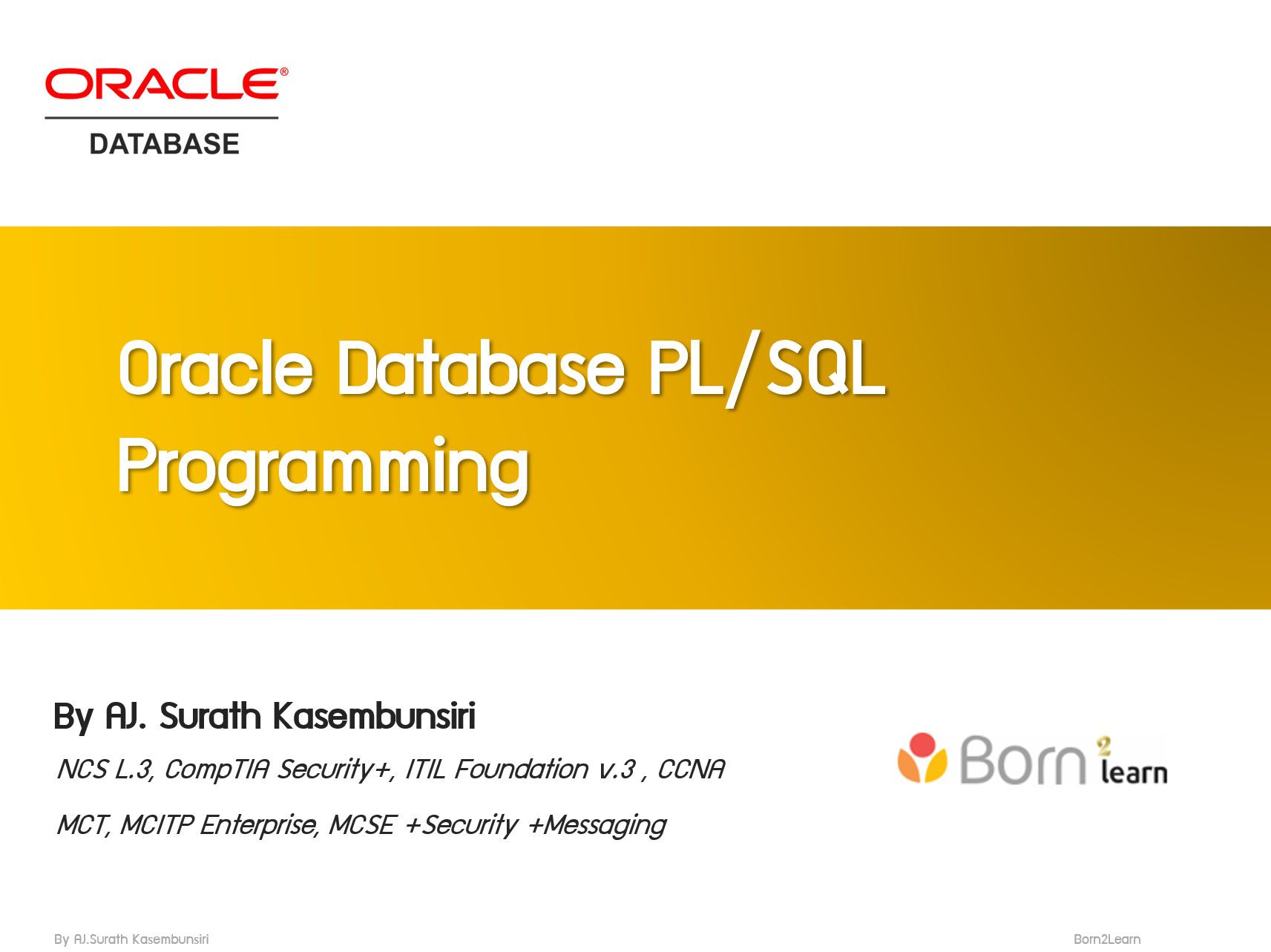 อบรม Oracle PL/SQL Programming — Born2Learn