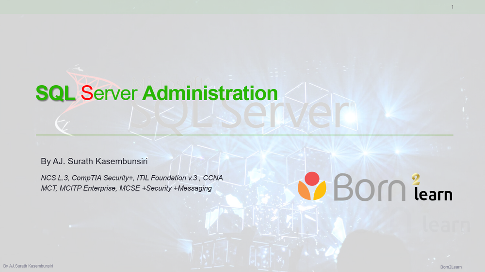 อบรม SQL Server สำหรับผู้ดูแลระบบ — Born2Learn