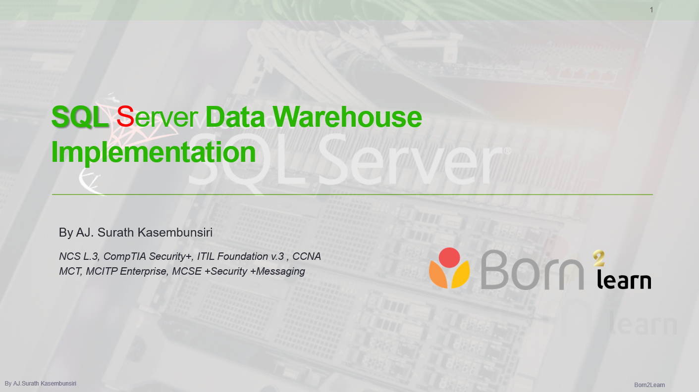 อบรม SQL Server Data Warehouse — Born2Learn