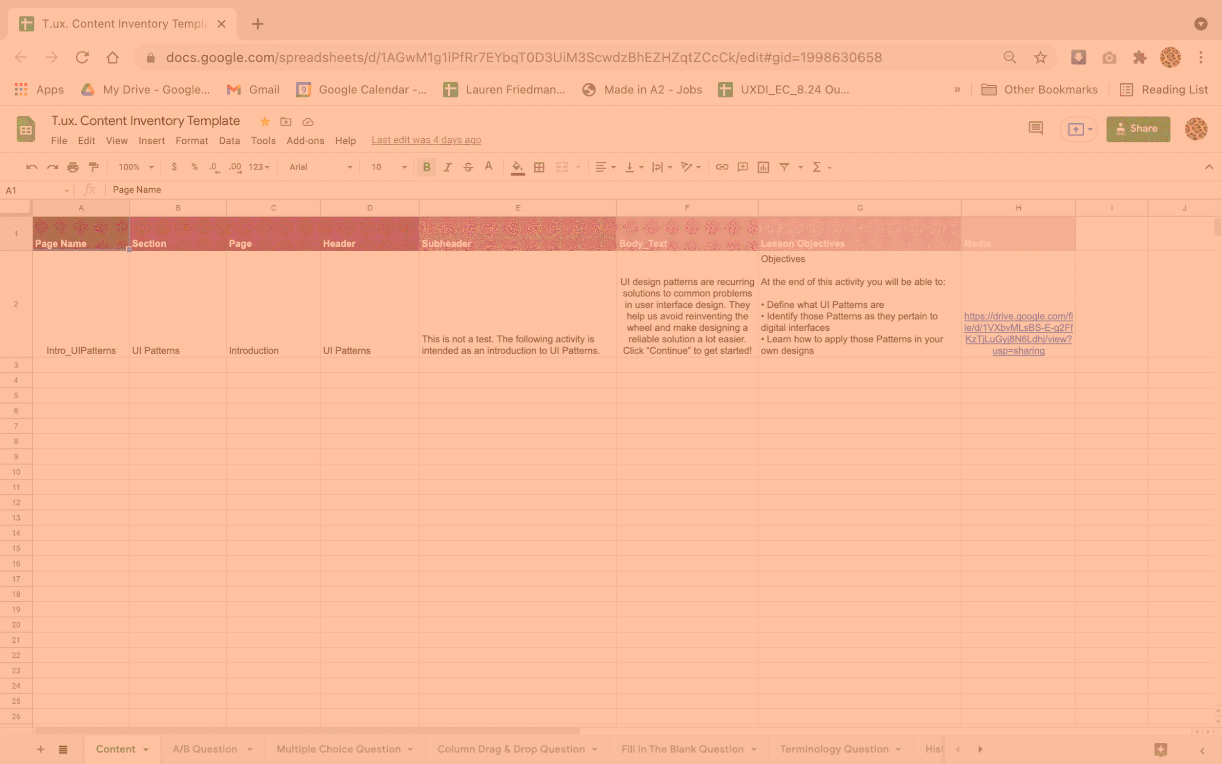 Content Inventory System Design — Lauren Friedman Portfolio