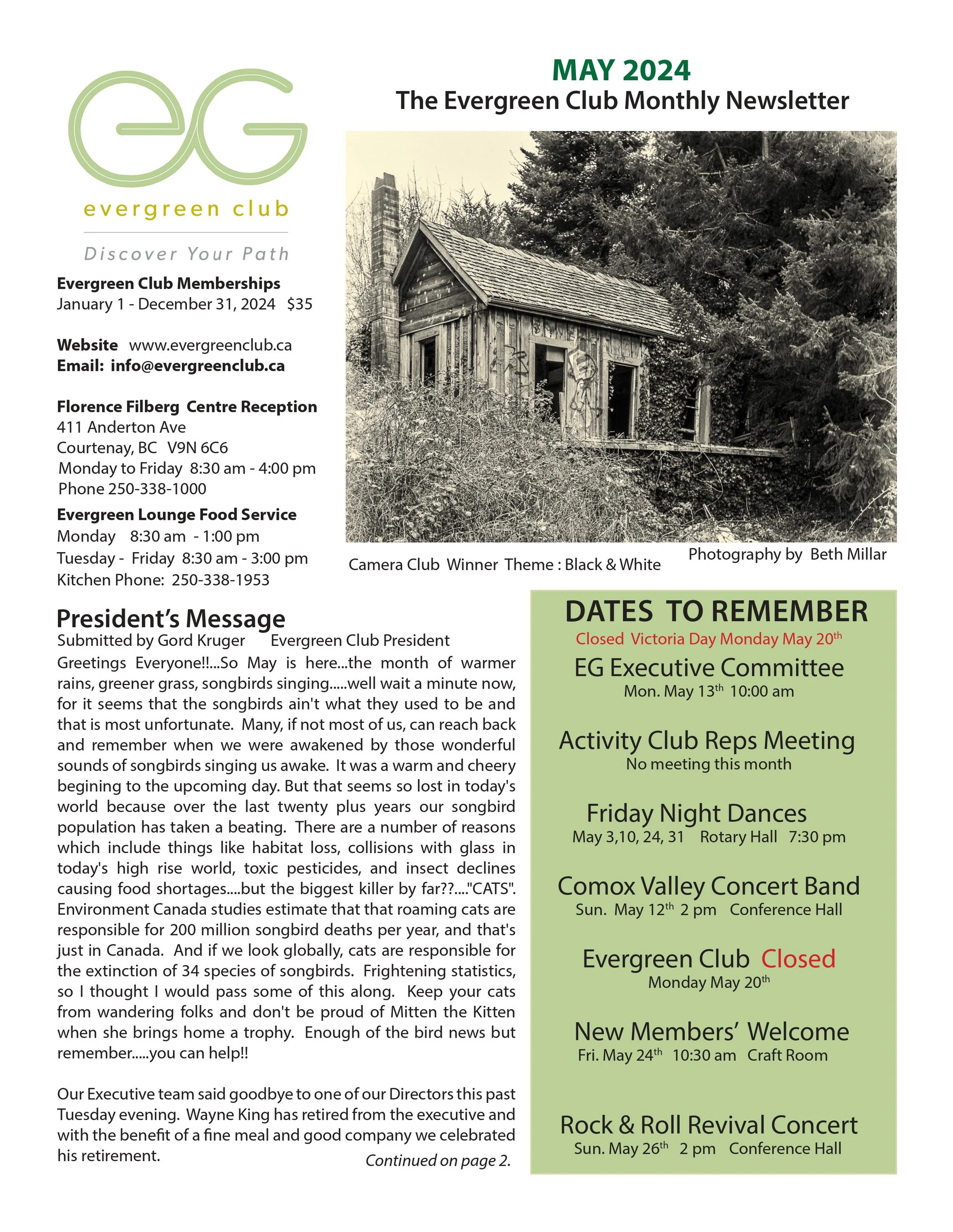 NEWSLETTER — Evergreen Club