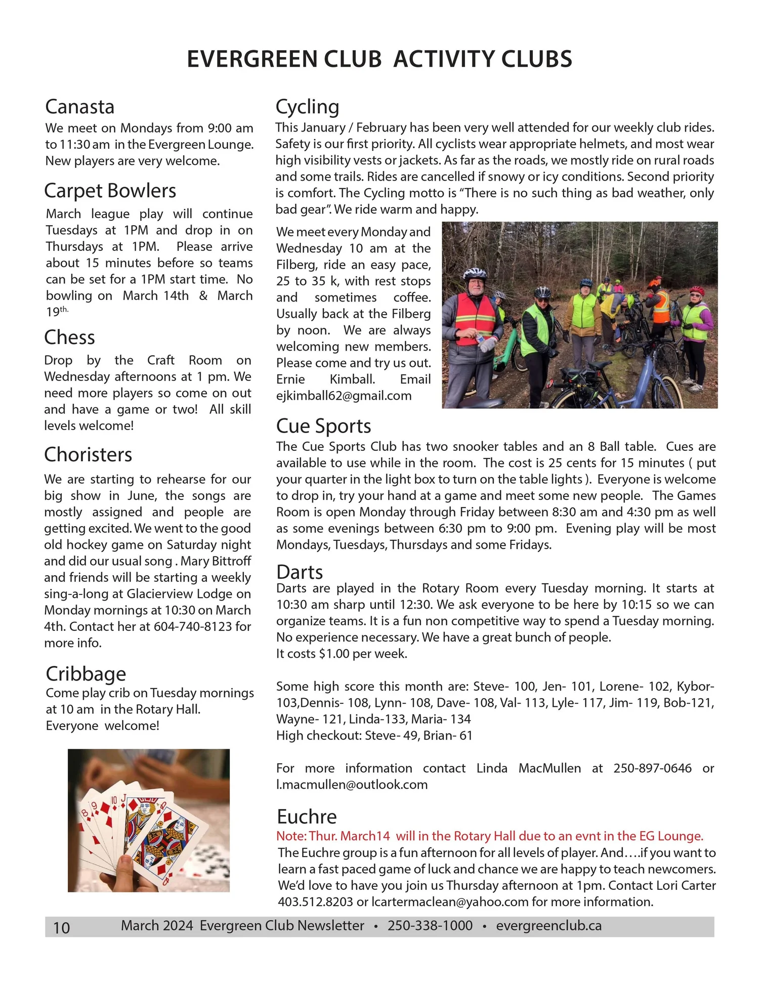 NEWSLETTER — Evergreen Club