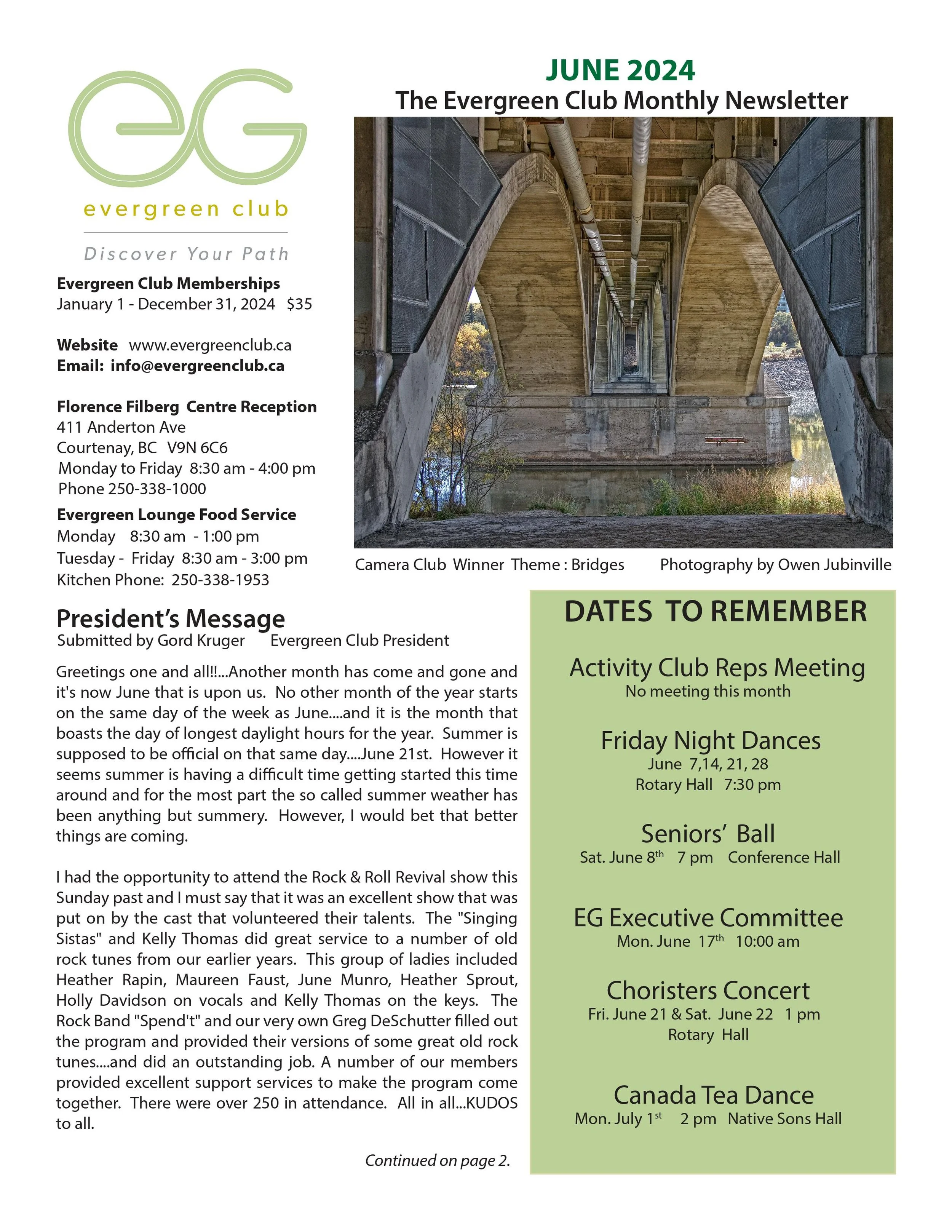 NEWSLETTER — Evergreen Club