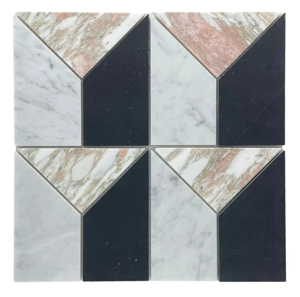 3D Carrara Marble Kit Kat Mosaic (Honed Finish) - Stone Collective