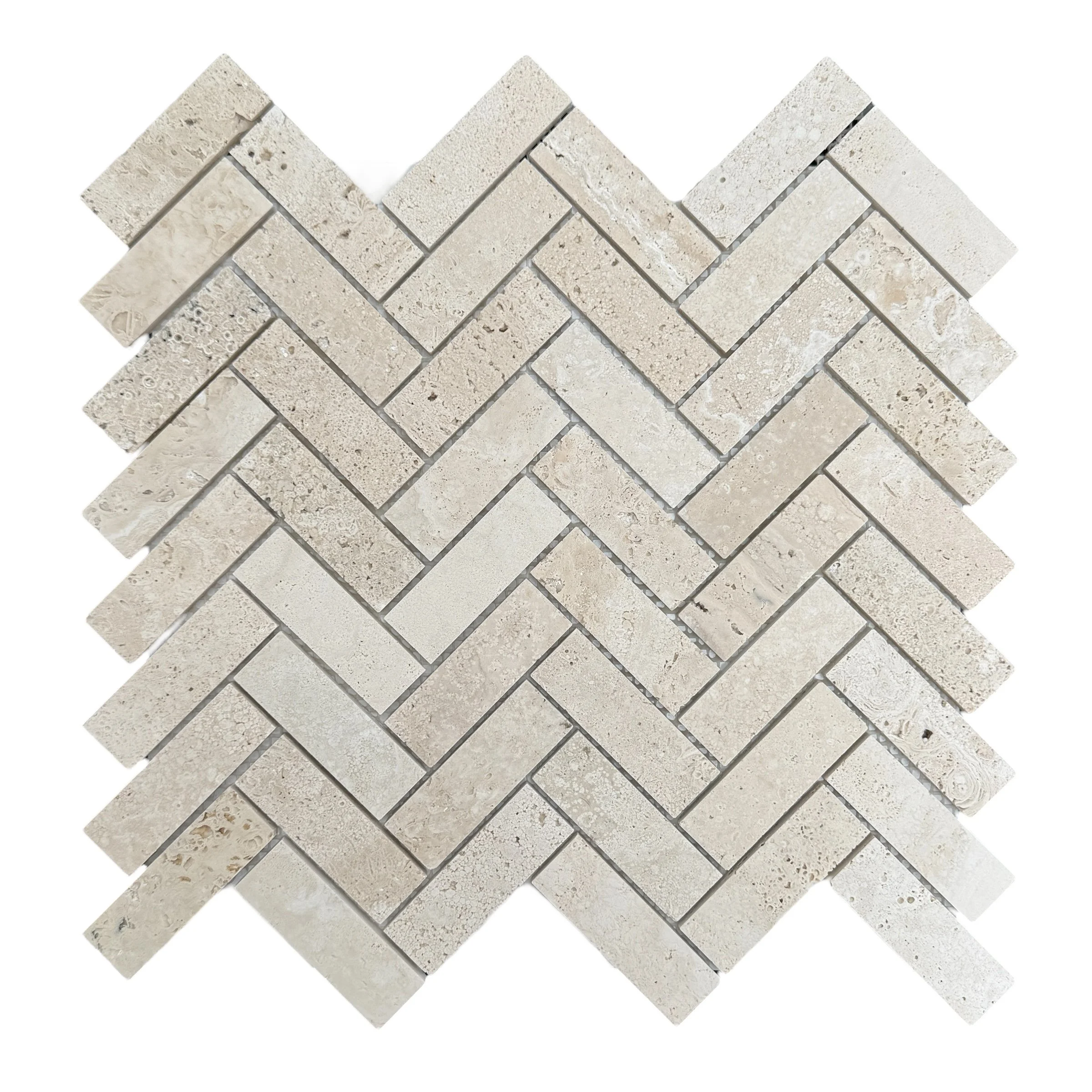 Carrara Herringbone Tumbled - Stone Collective