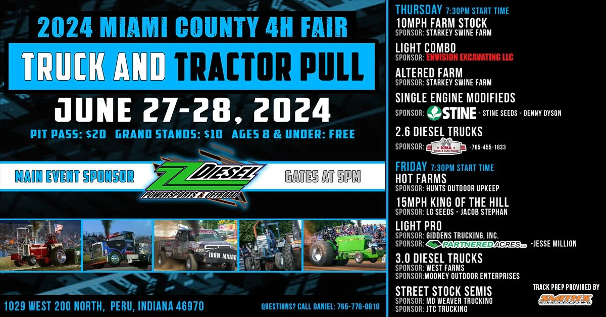 2024 Miami County 4-H Fair Indiana Schedule of Events in Peru, Indiana ...