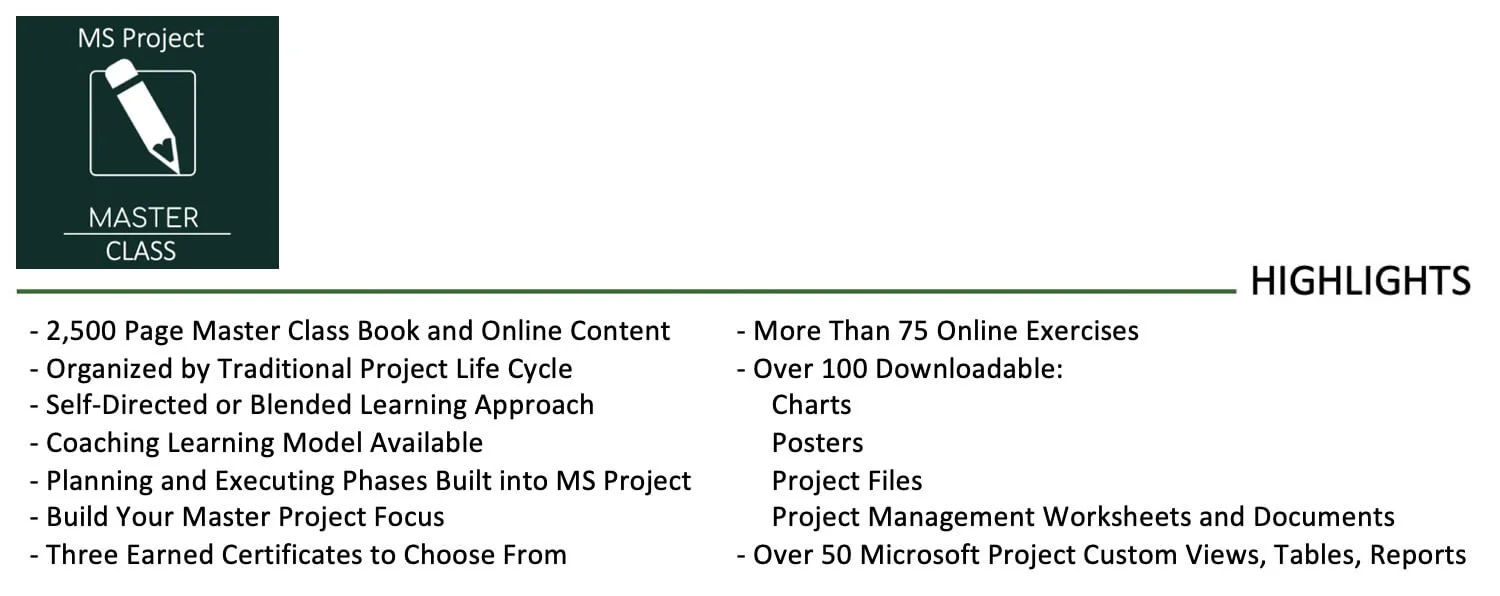 Microsoft Project Master Class Training