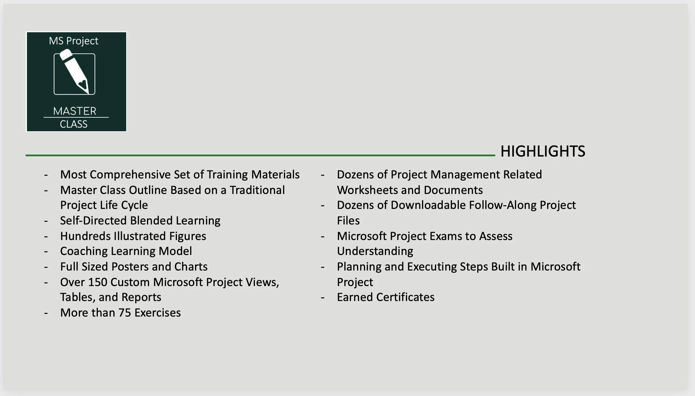 Microsoft Project Master Class Training