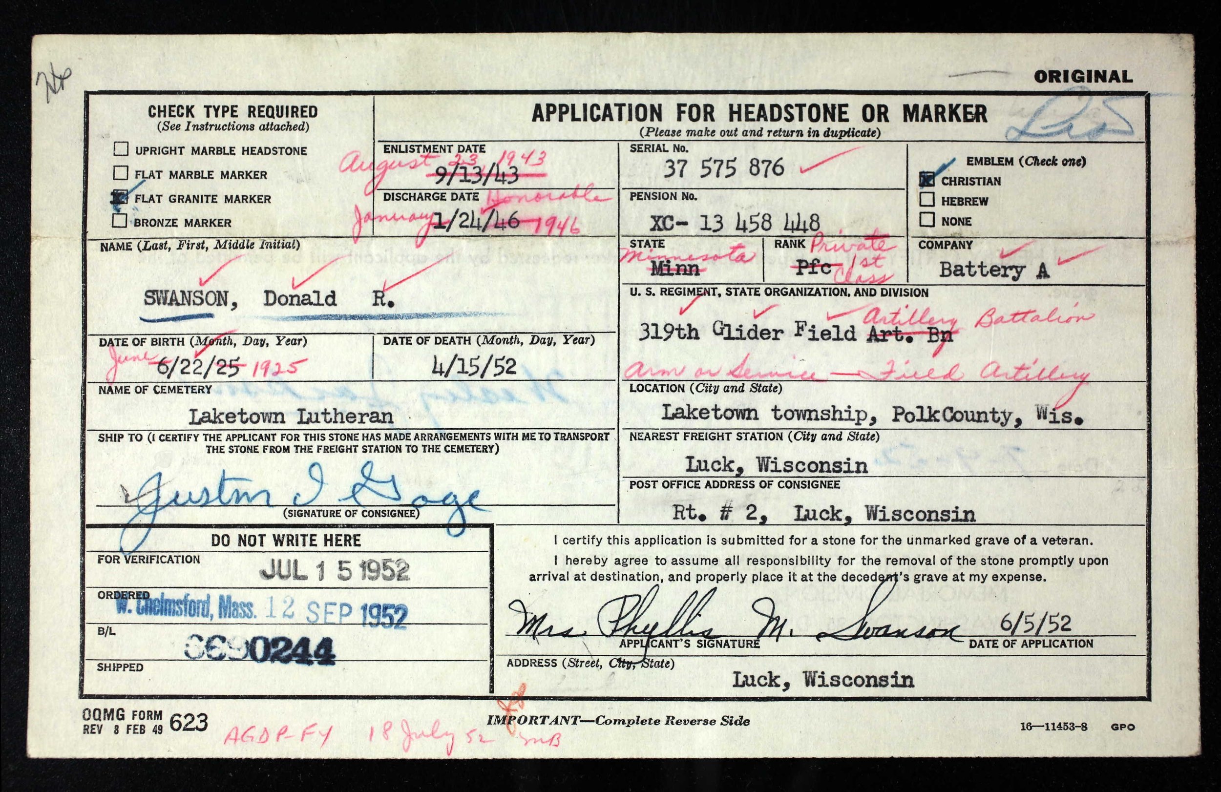 Donald Swanson | 319th Glider Field Artillery 82nd Airborne Donald Swanson | 319th Glider Field Artillery 82nd Airborne