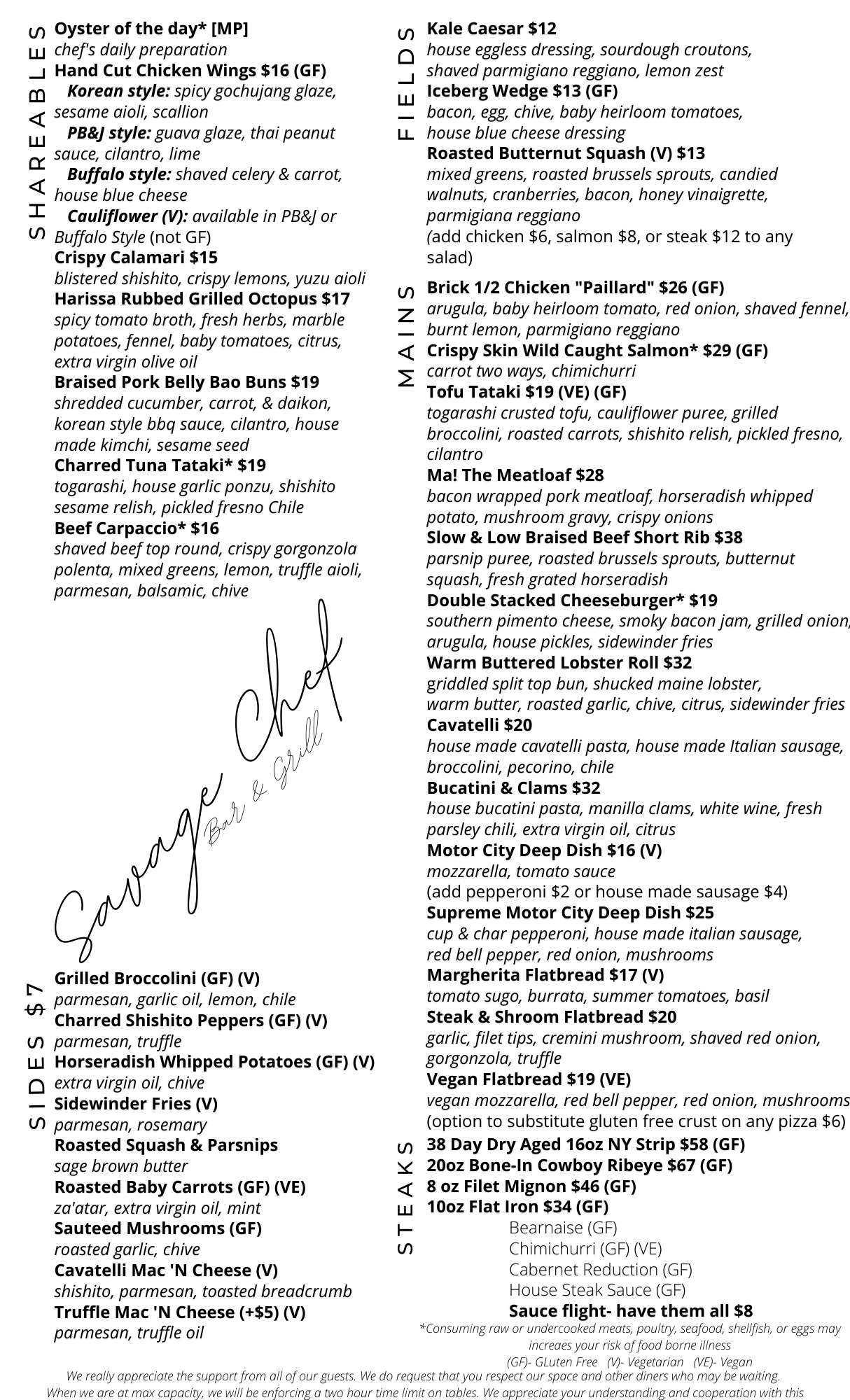 steaks; seafood; pizza; burgers; pasta; appetizers — Savage Chef