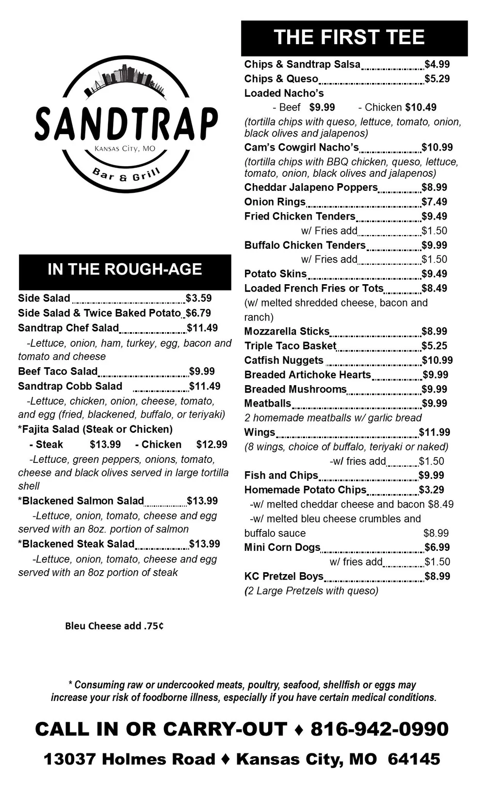 Menu — Sandtrap Bar & Grill
