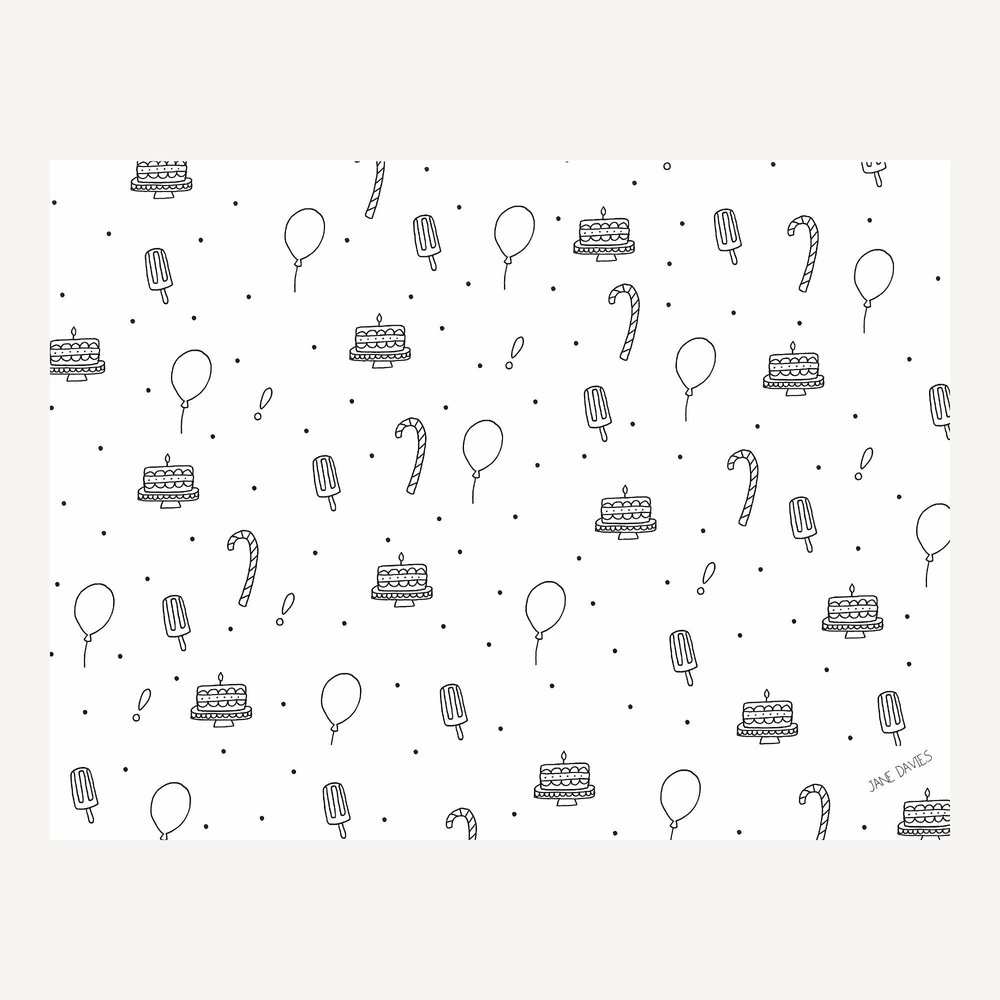 Printable Wrapping Paper Black And White Birthday